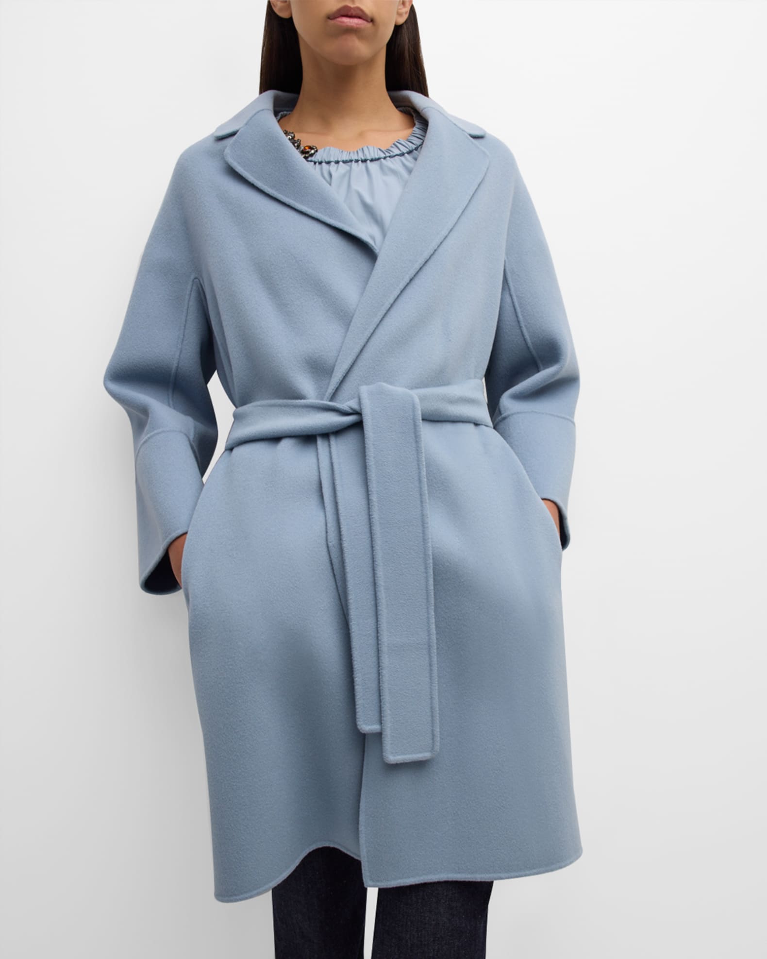 Max Mara Arona Belted Wool Wrap Coat | Neiman Marcus