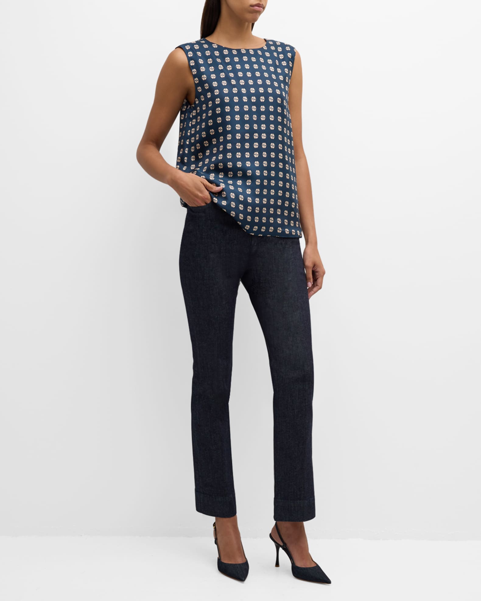 Max Mara Time Printed Sleeveless Silk Top | Neiman Marcus
