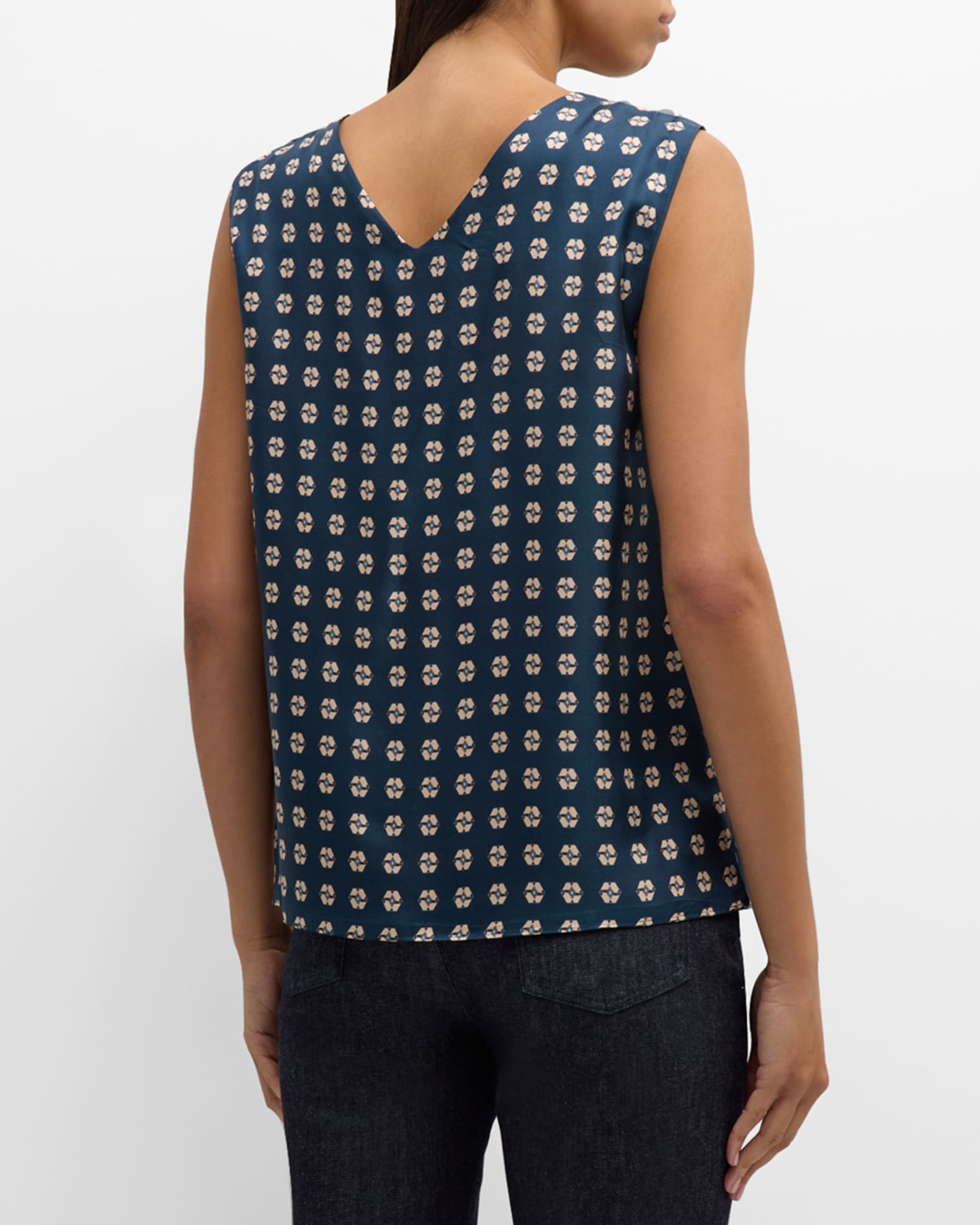 Max Mara Time Printed Sleeveless Silk Top | Neiman Marcus