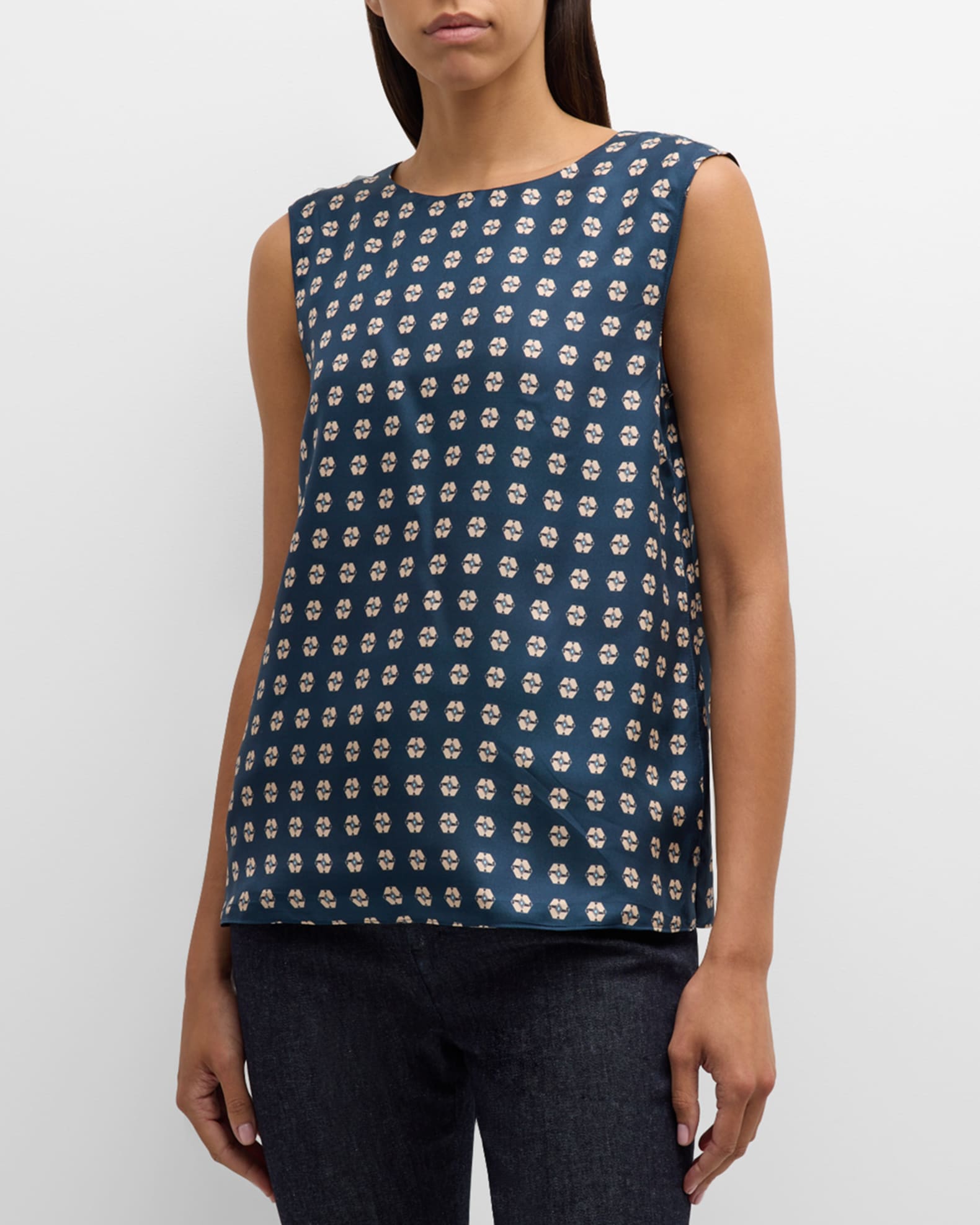 Max Mara Time Printed Sleeveless Silk Top | Neiman Marcus
