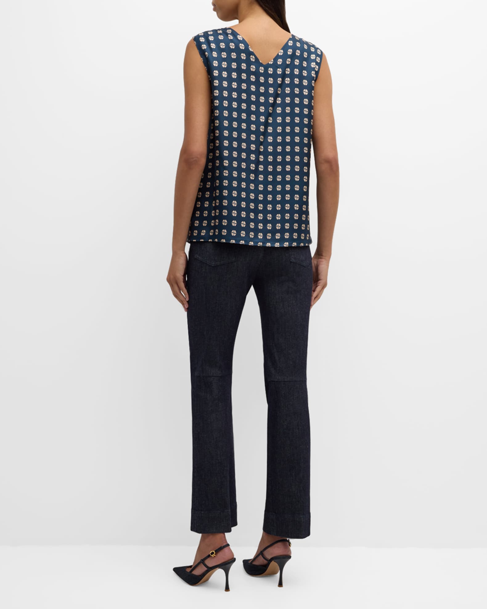 Max Mara Time Printed Sleeveless Silk Top | Neiman Marcus