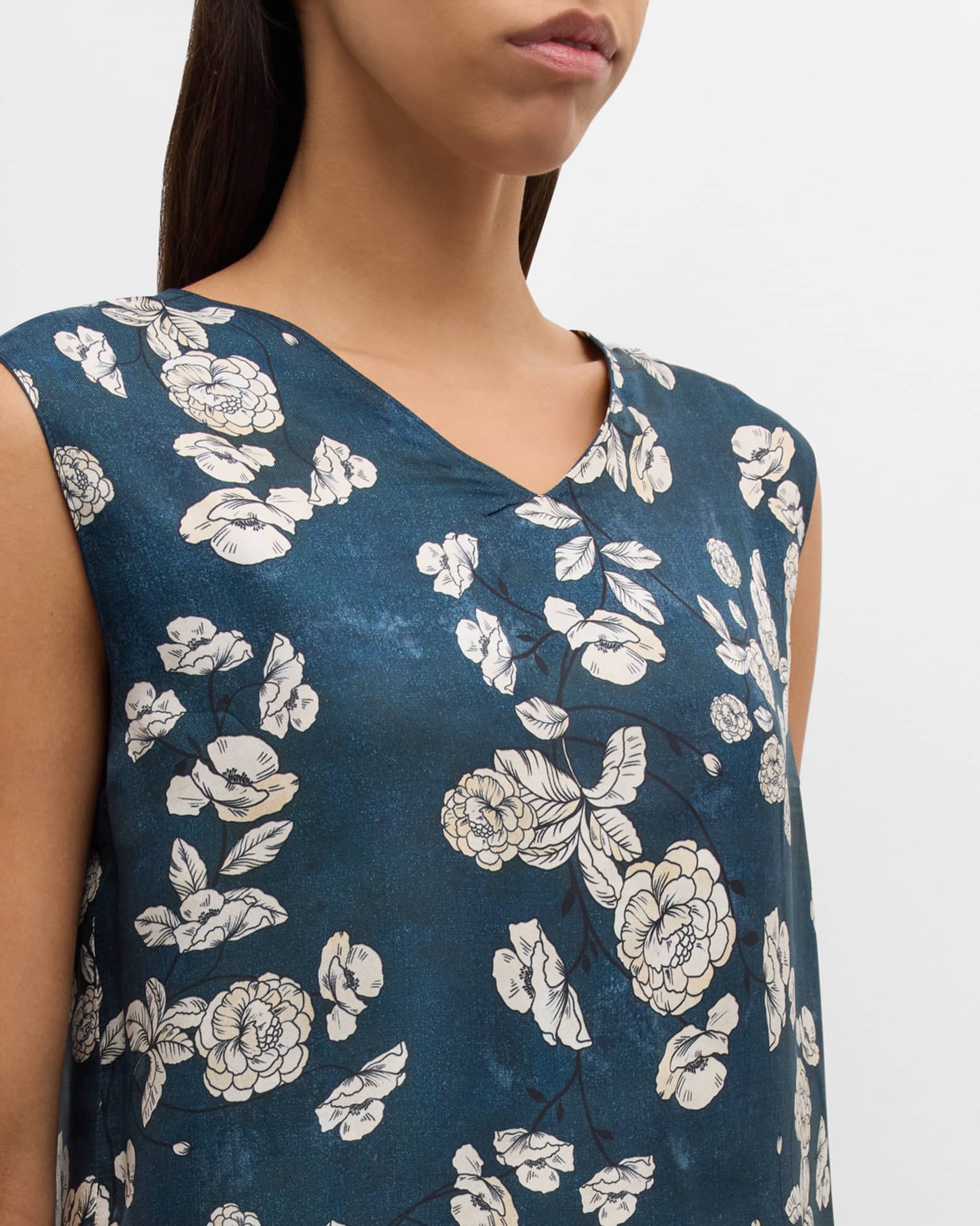 Max Mara Time Printed Sleeveless Silk Top | Neiman Marcus