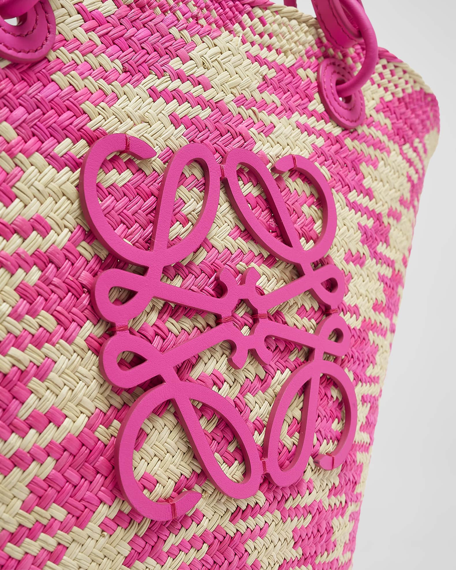 Loewe x Paula’s Ibiza Medium Anagram Basket Tote Bag in Checkered Iraca ...