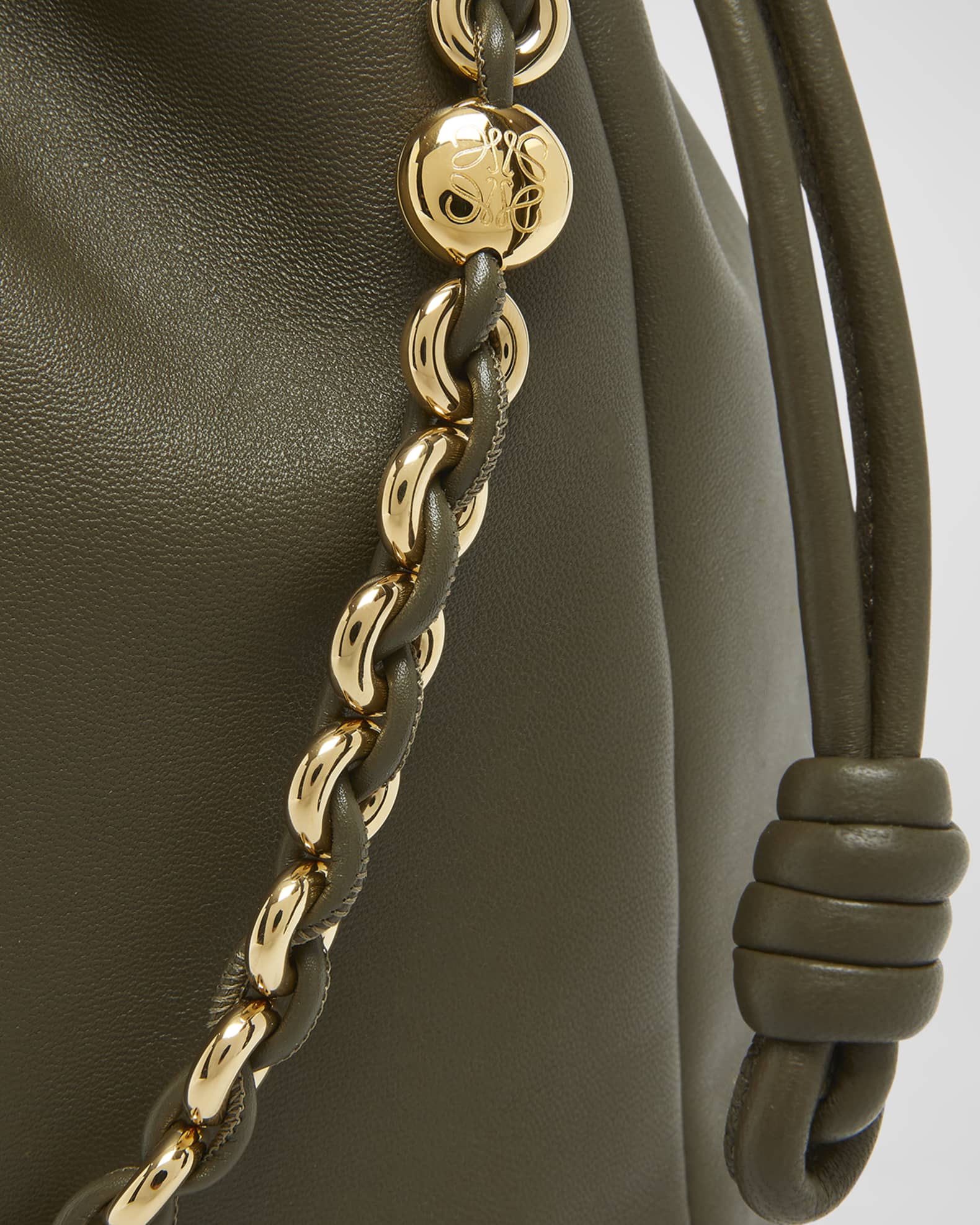 Loewe x Paula’s Ibiza Flamenco Bucket Bag in Napa Leather with Chain ...