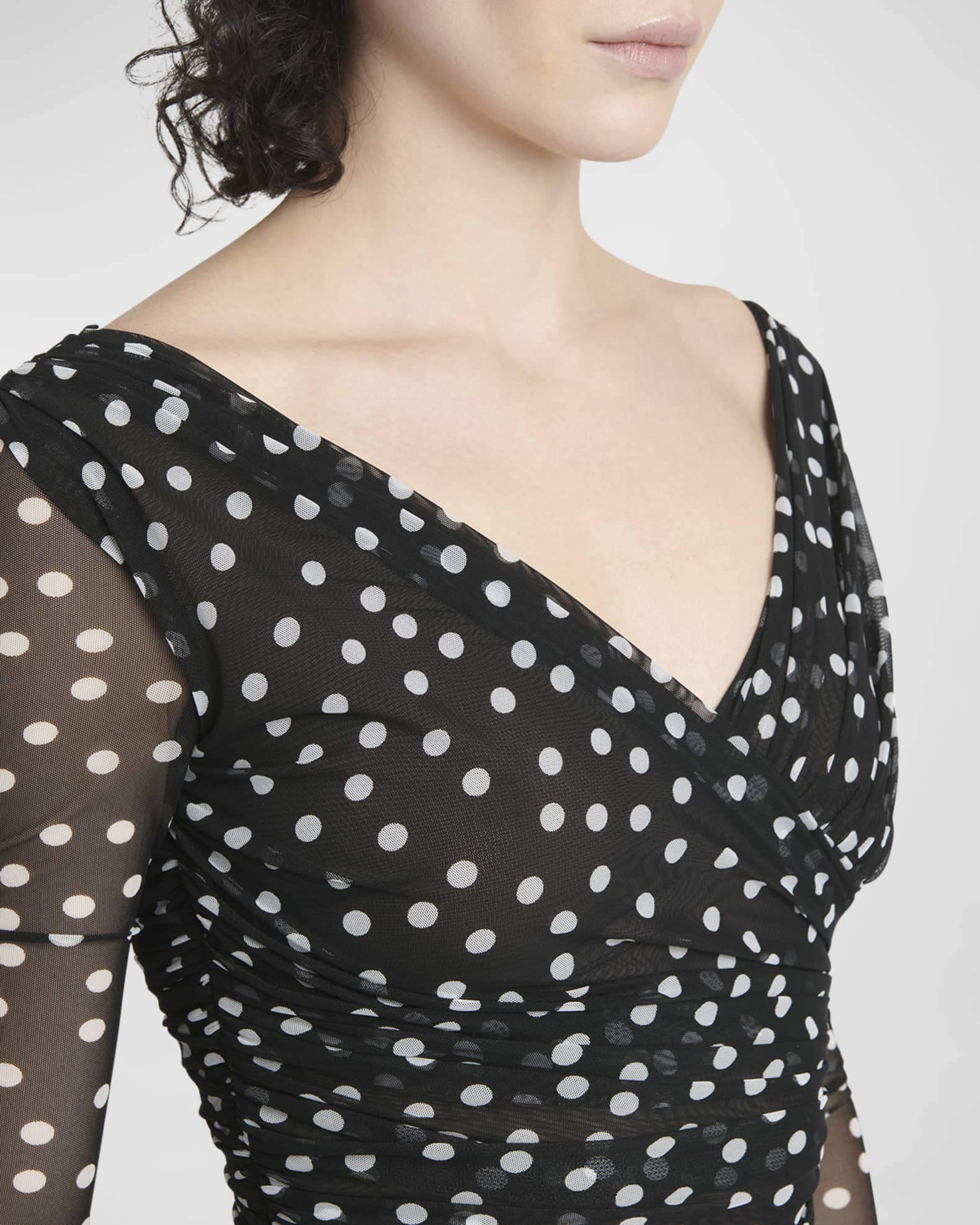 Dolce&Gabbana Polka-Dot Tulle Wrap Top | Neiman Marcus