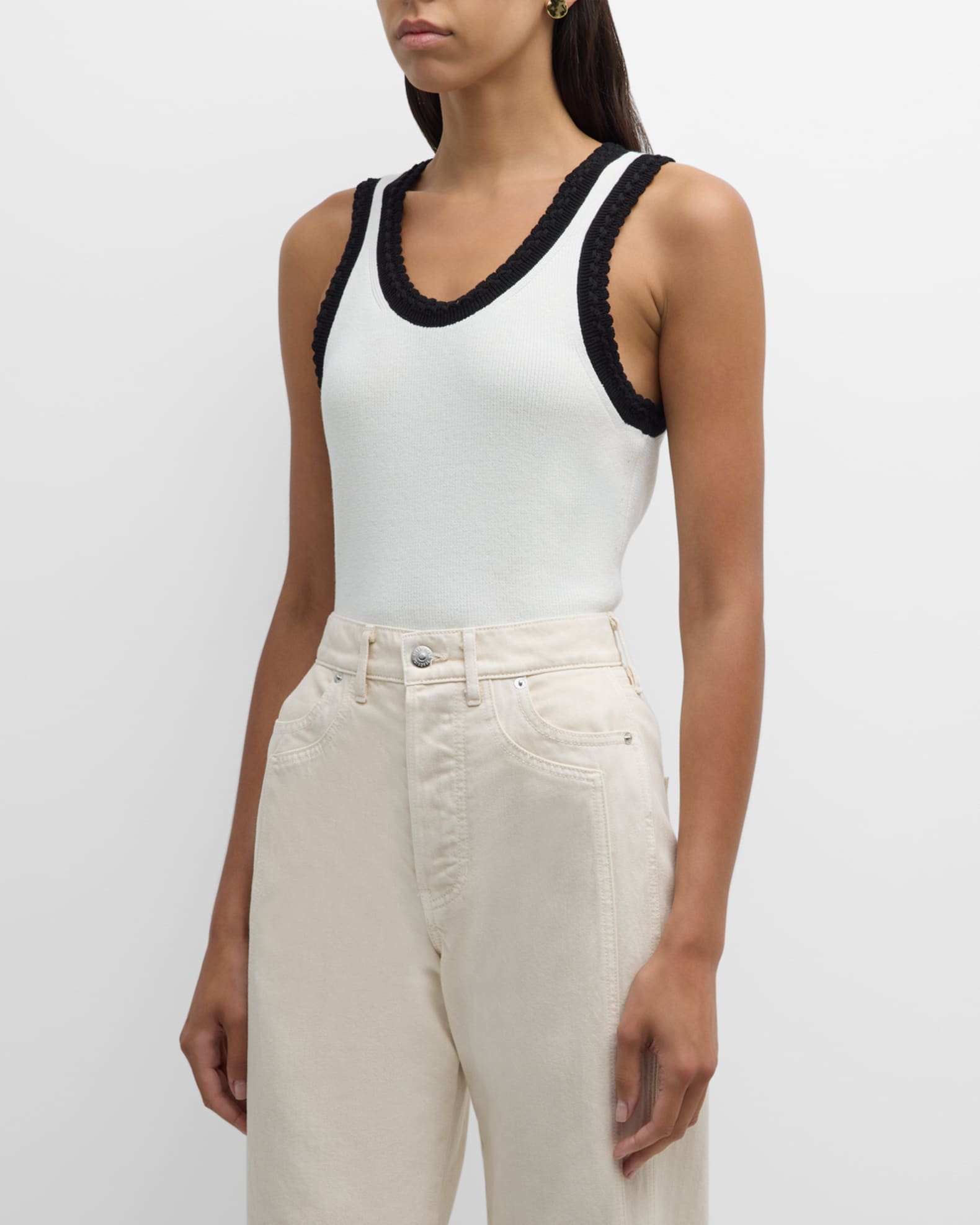 Veronica Beard Sandra Contrast-Trim Tank Top | Neiman Marcus
