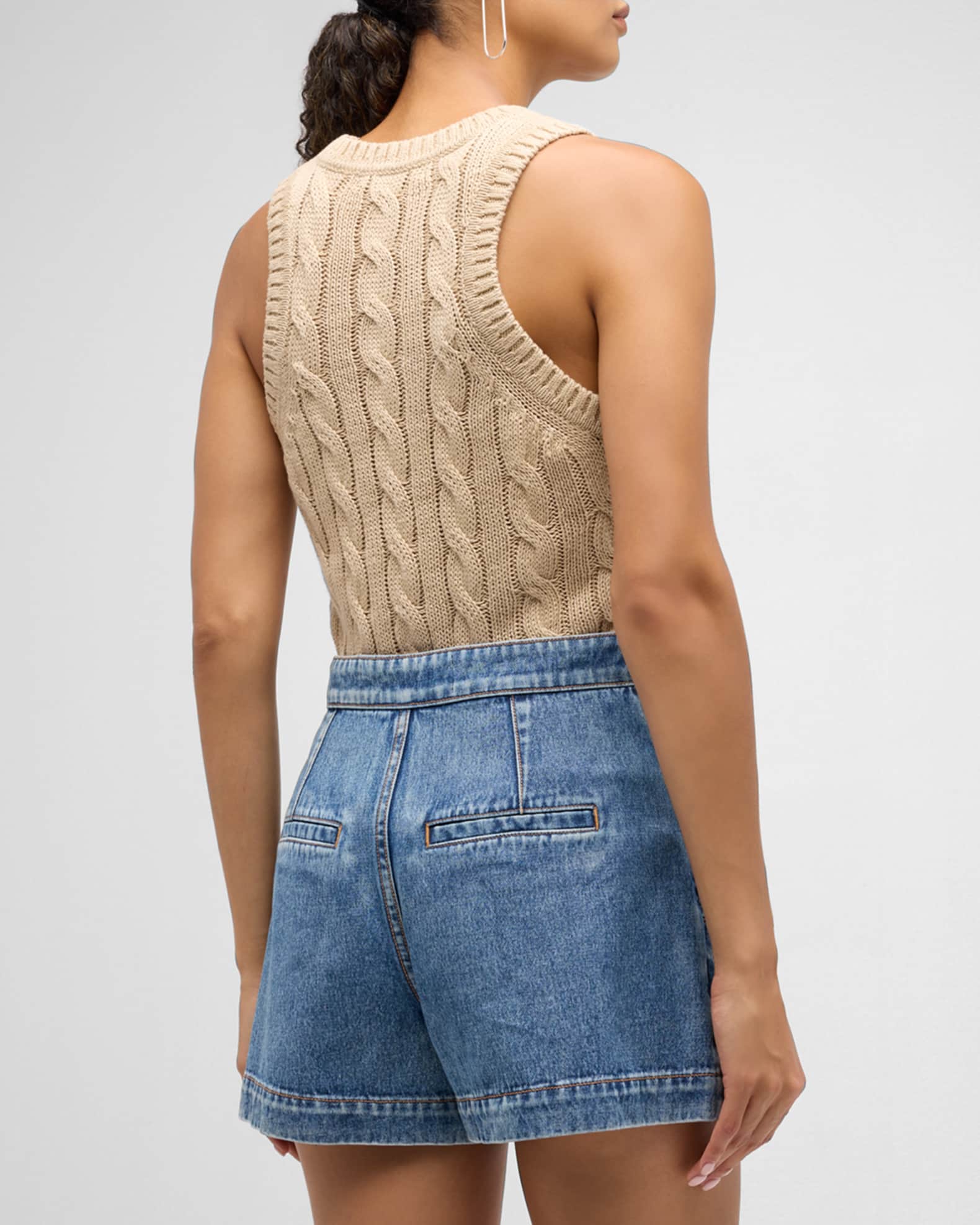 Veronica Beard Jerrel Cable-Knit Tank Top | Neiman Marcus