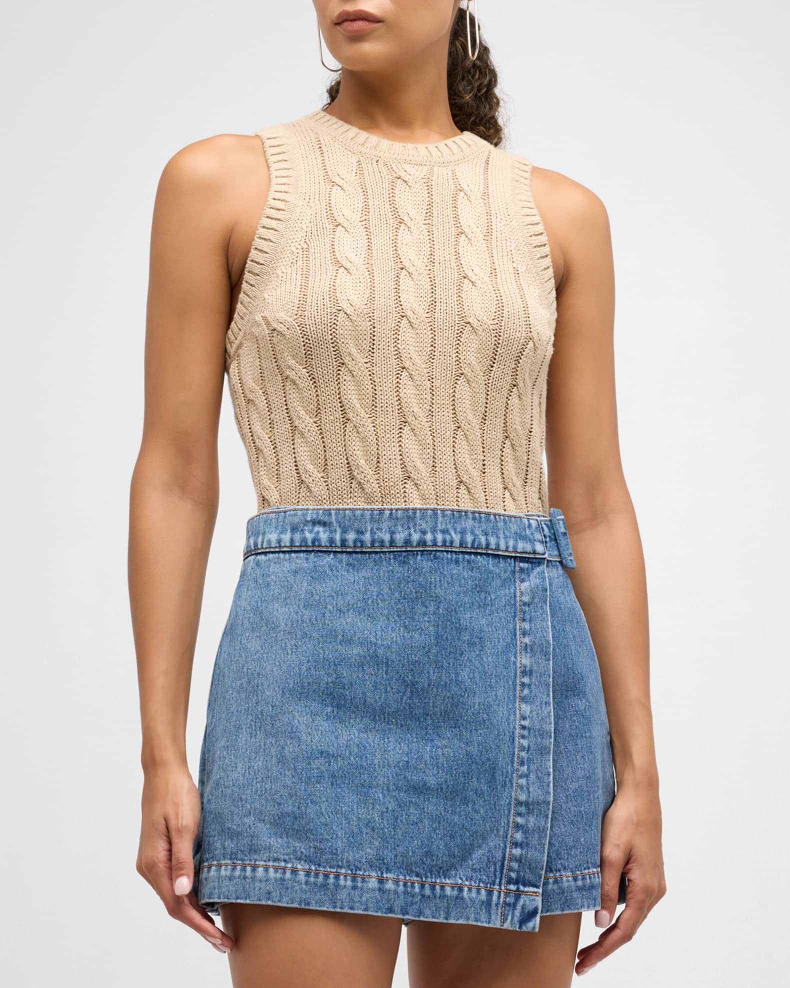 Veronica Beard Jerrel Cable-Knit Tank Top | Neiman Marcus