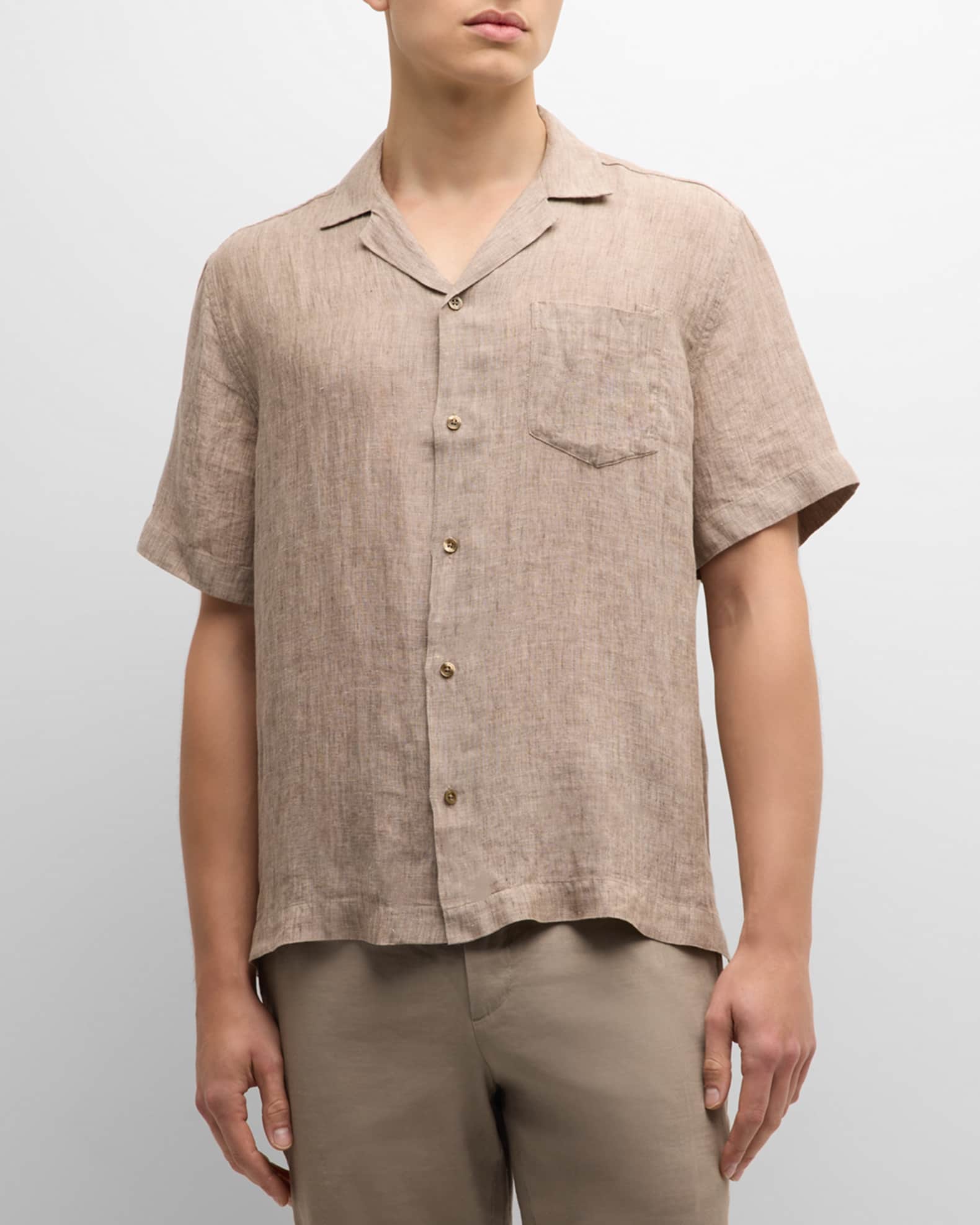 Frescobol Carioca Men's Angelo Linen Camp Shirt | Neiman Marcus