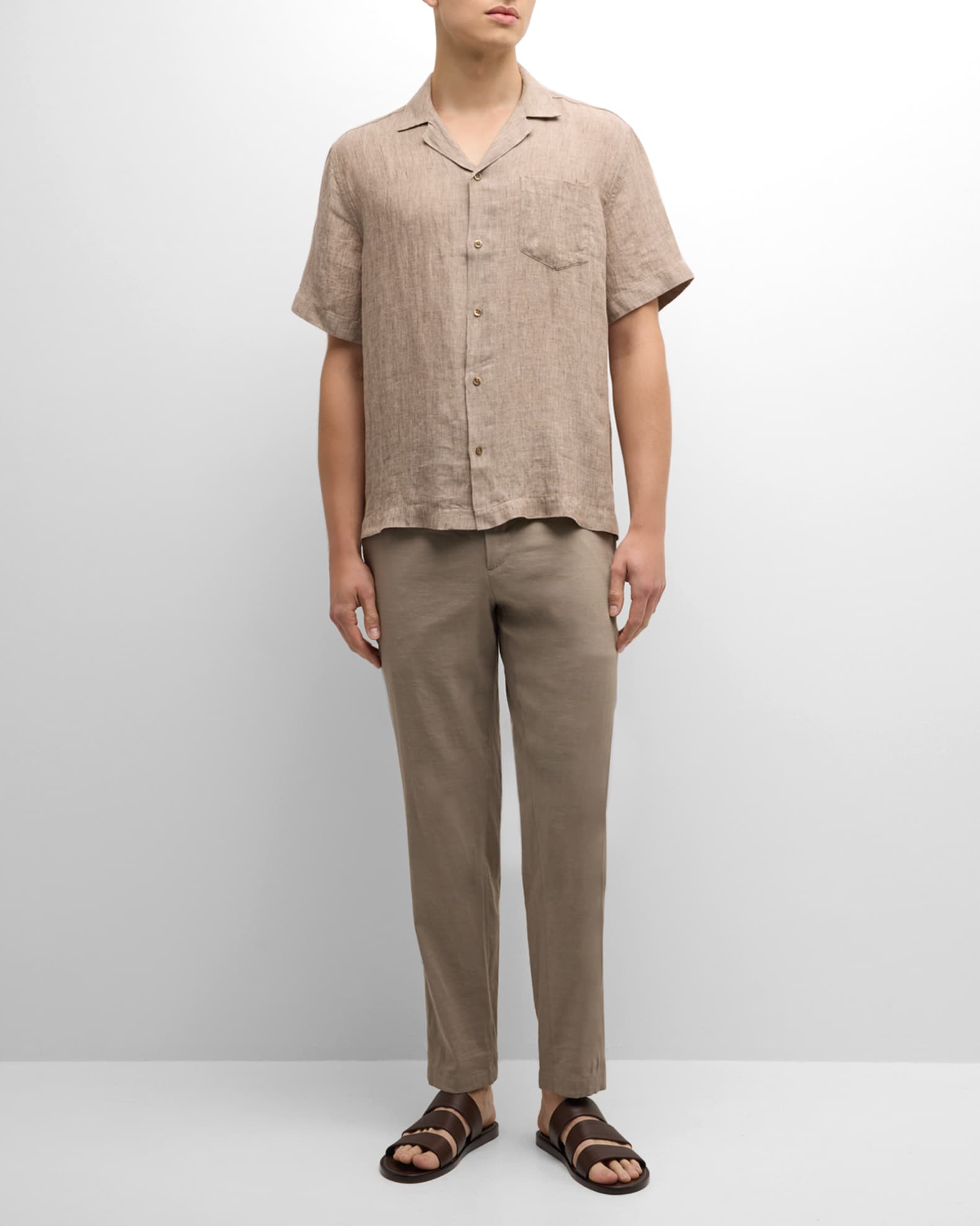 Frescobol Carioca Men's Angelo Linen Camp Shirt | Neiman Marcus