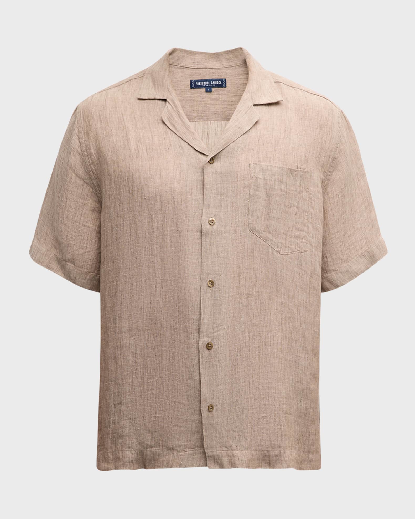 Frescobol Carioca Men's Angelo Linen Camp Shirt | Neiman Marcus