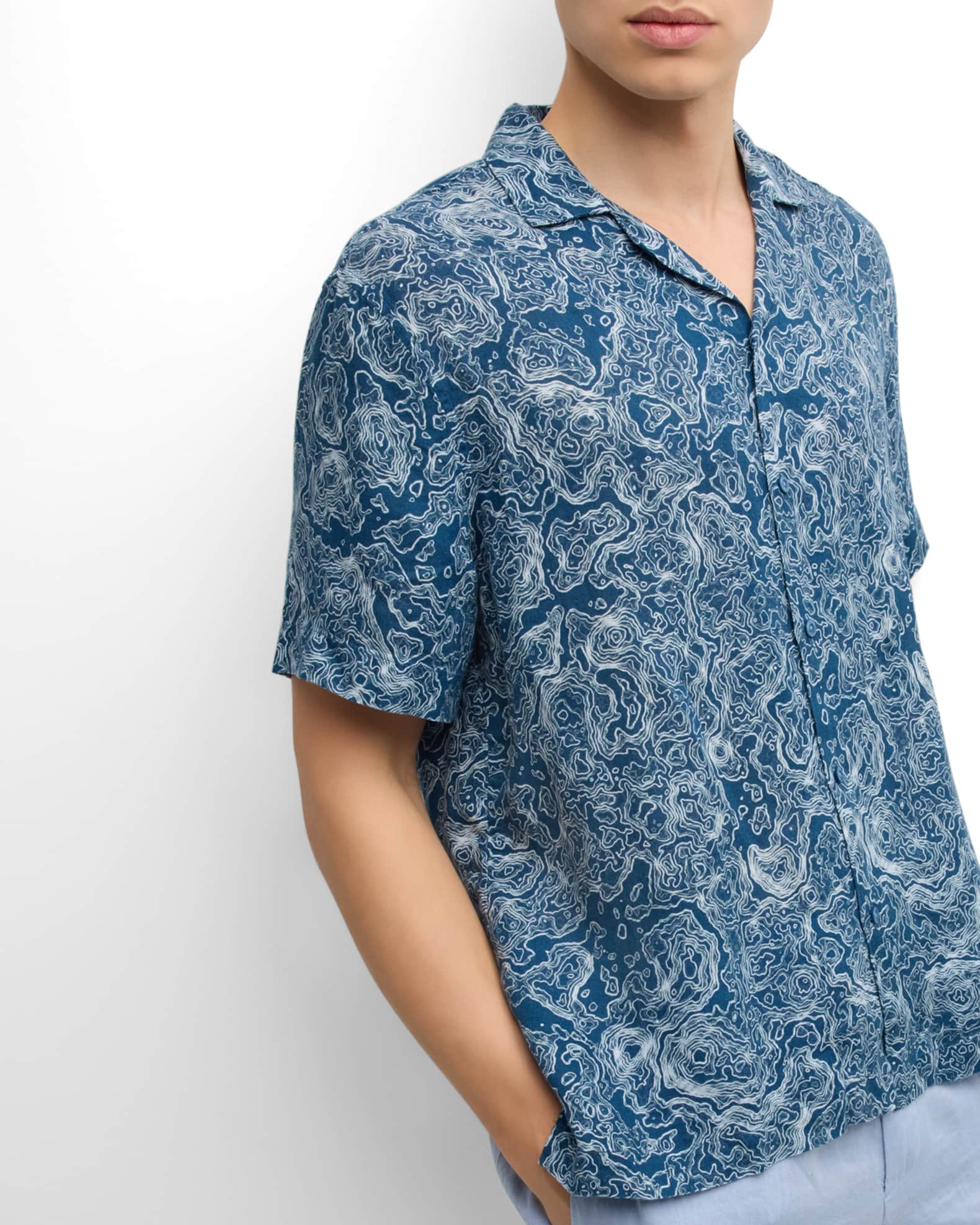Frescobol Carioca Men's Topo Roberto Linen Topo-Print Camp Shirt ...