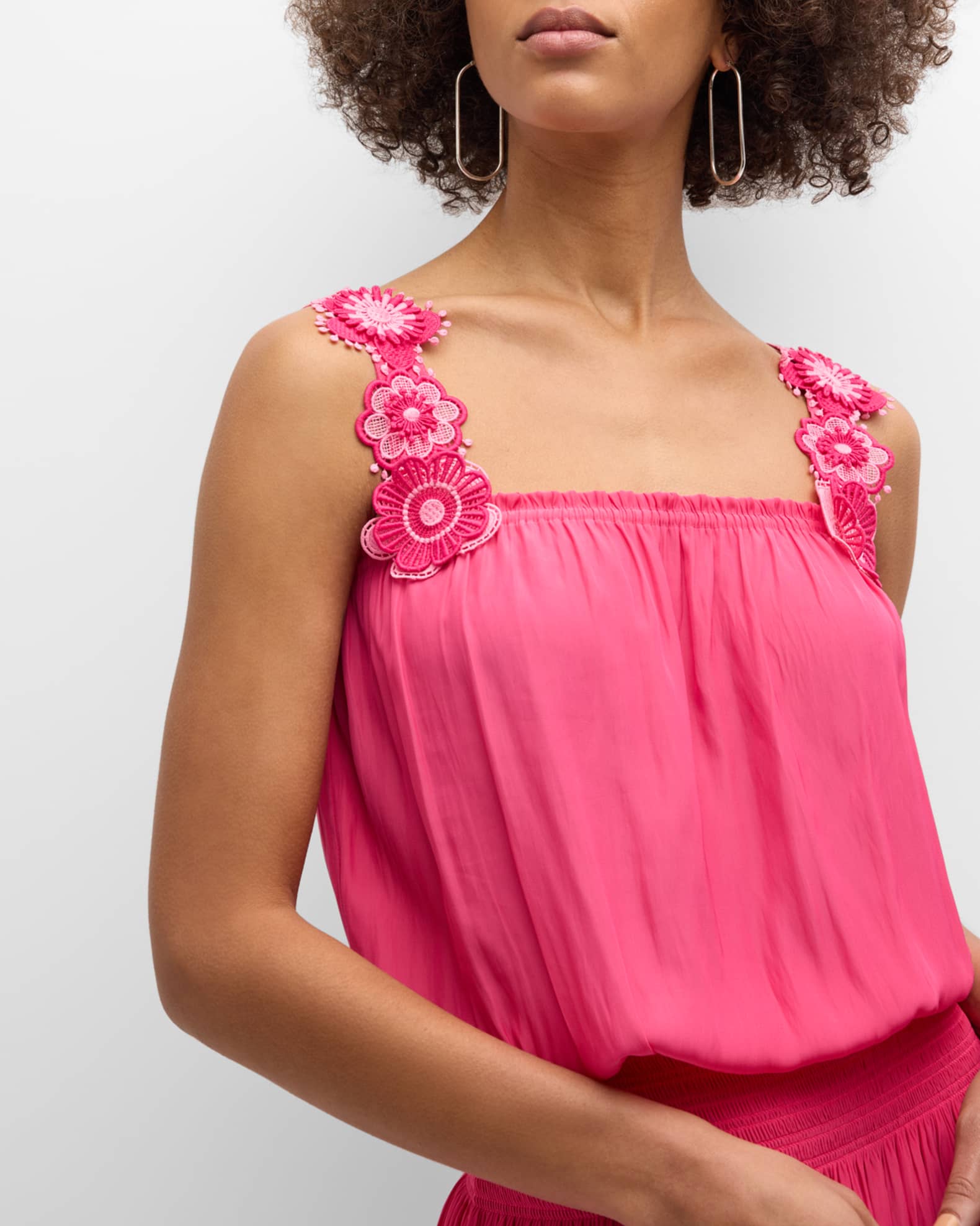 Ramy Brook Effie Floral Crochet Blouson Mini Dress | Neiman Marcus