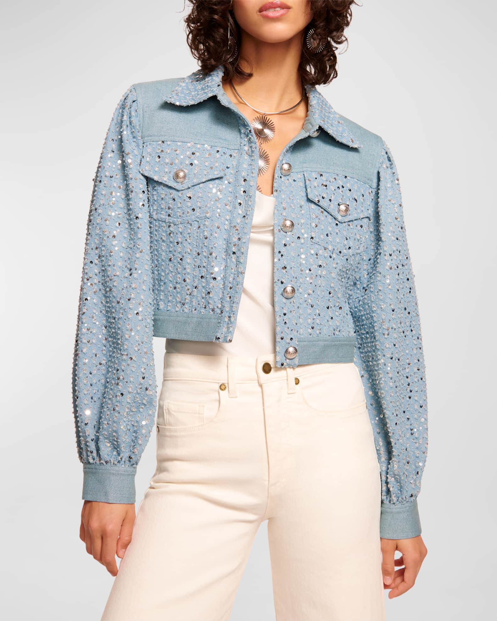Ramy Brook Janet Sequined Denim Jacket | Neiman Marcus