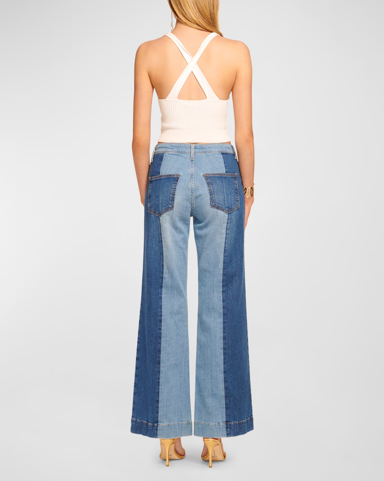 Ramy Brook Vinnie Two-Tone Denim Jeans | Neiman Marcus