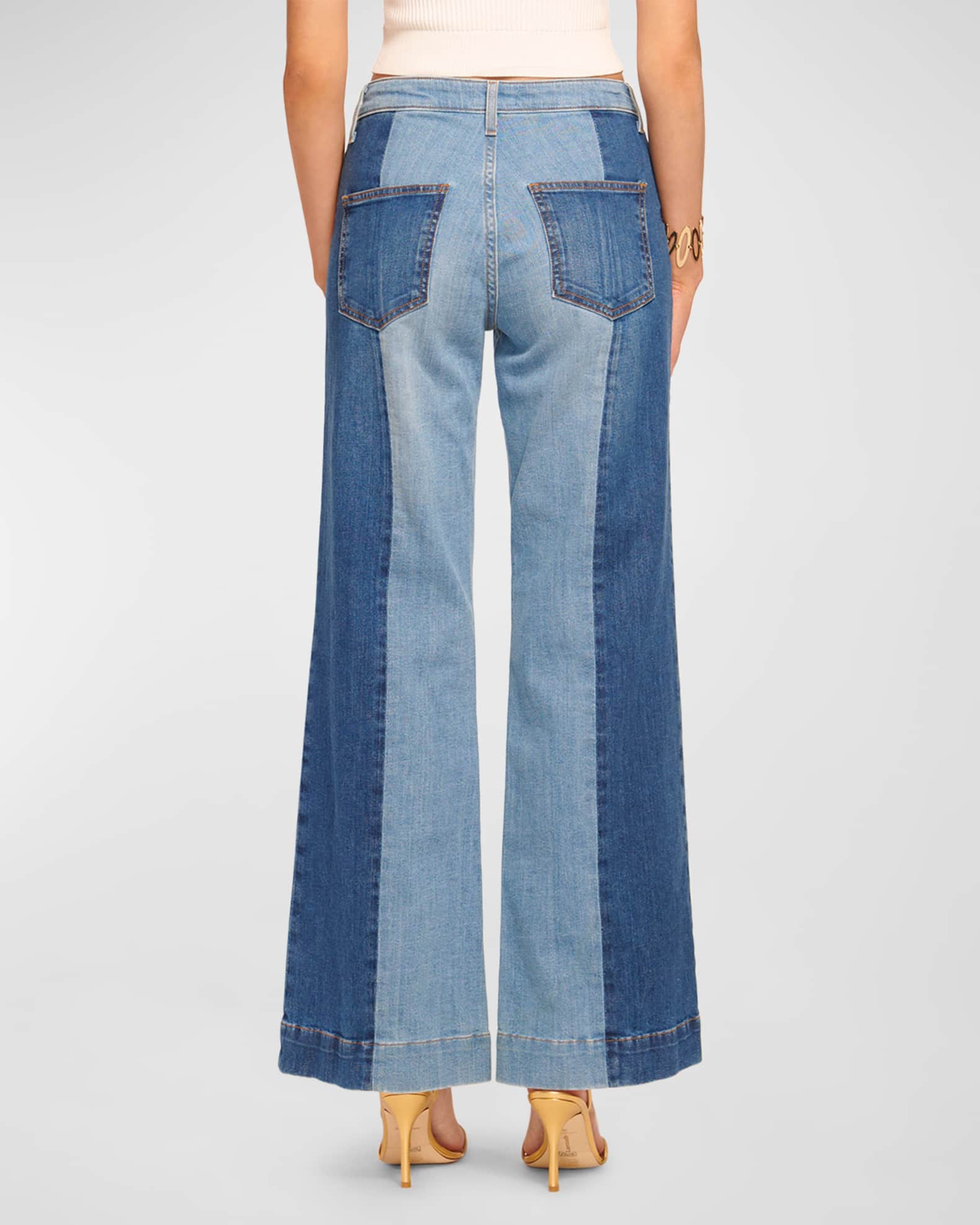 Ramy Brook Vinnie Two-Tone Denim Jeans | Neiman Marcus