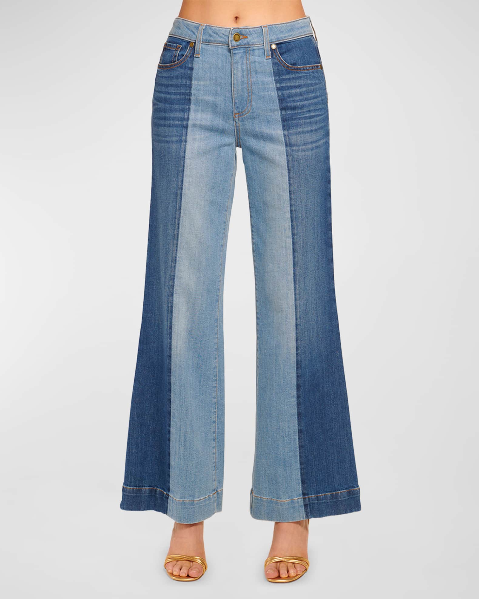 Ramy Brook Vinnie Two-Tone Denim Jeans | Neiman Marcus