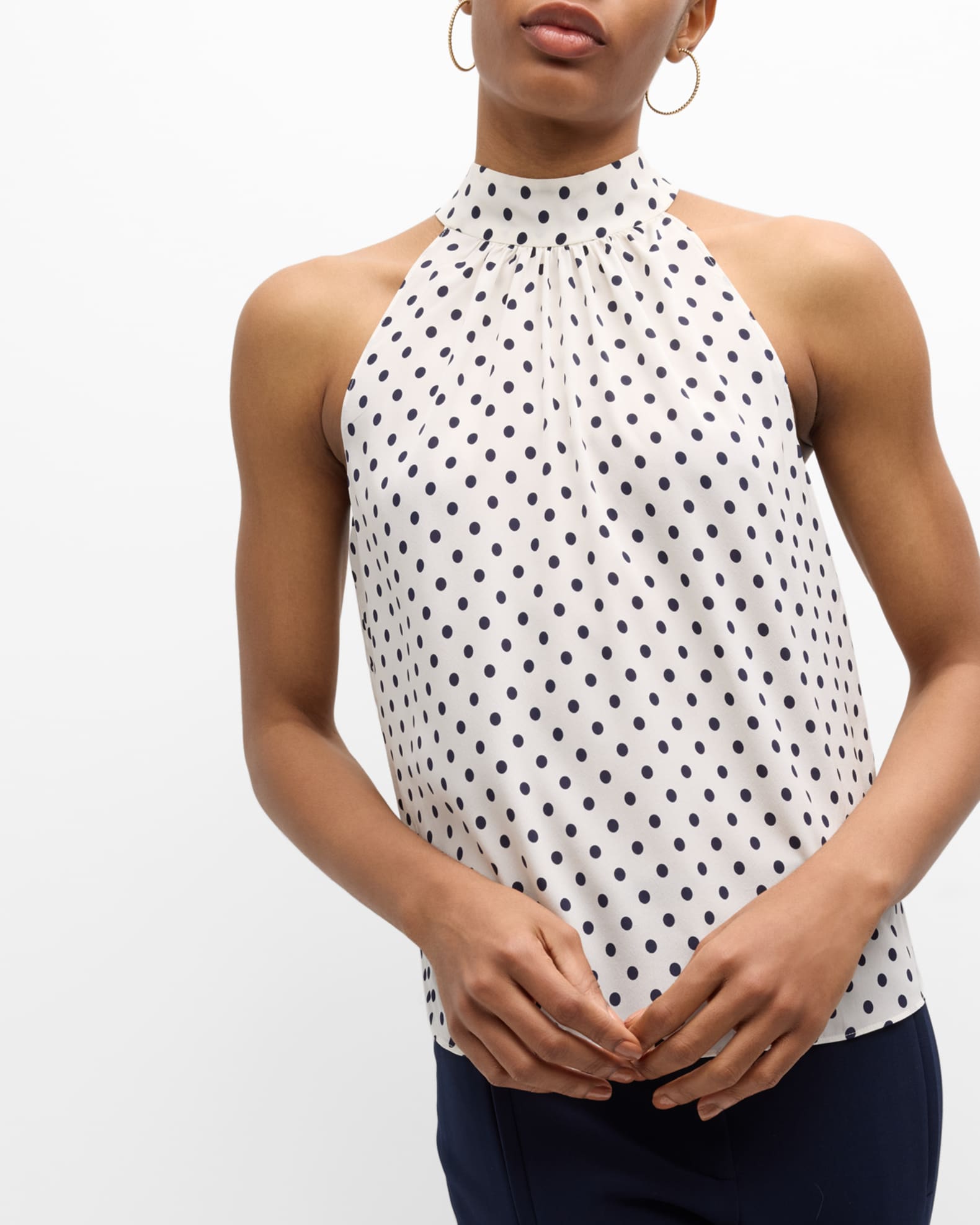 Veronica Beard Kovi Polka Dot Halter Top | Neiman Marcus