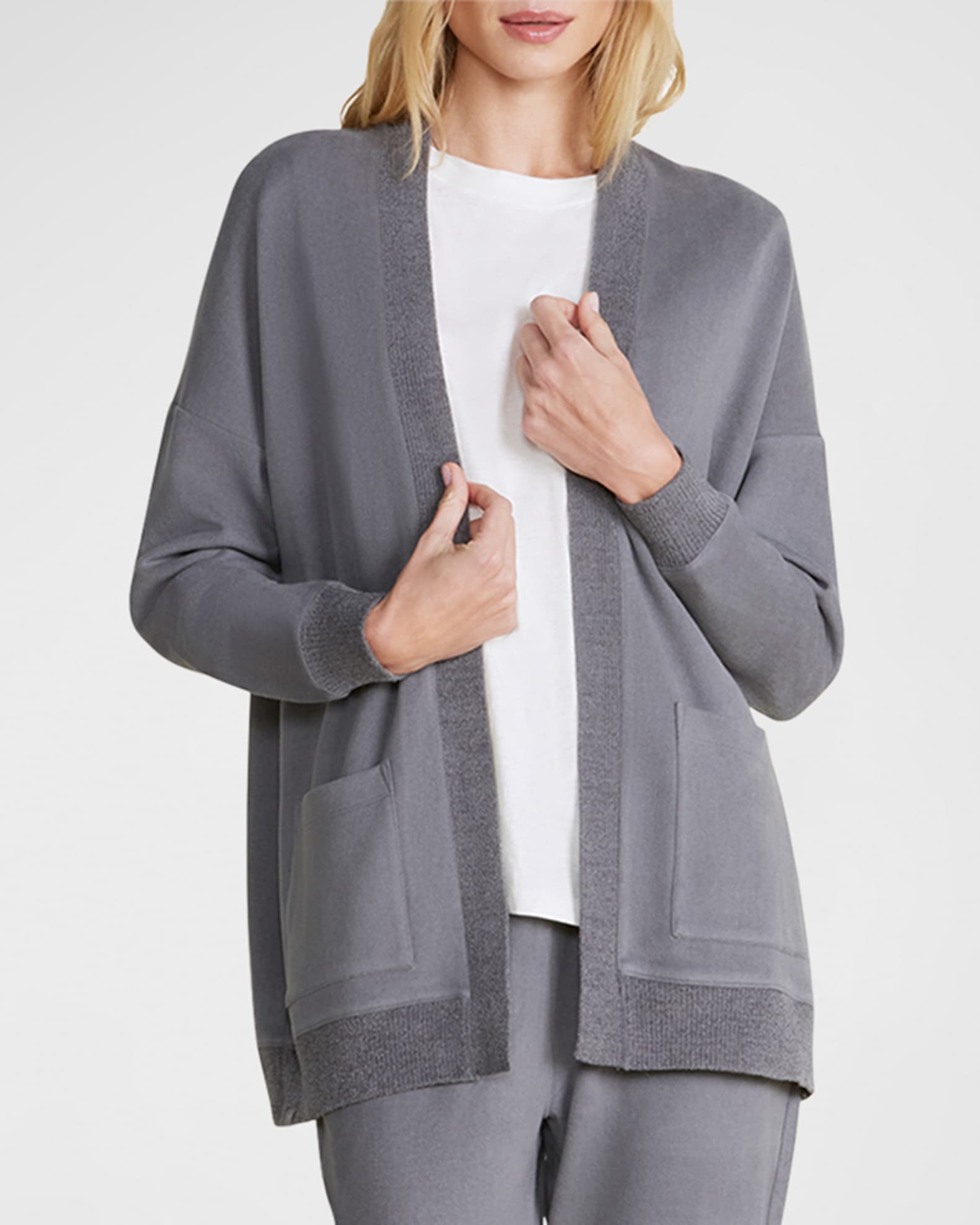 Barefoot Dreams Malibu Collection Brushed Fleece Cardigan | Neiman Marcus
