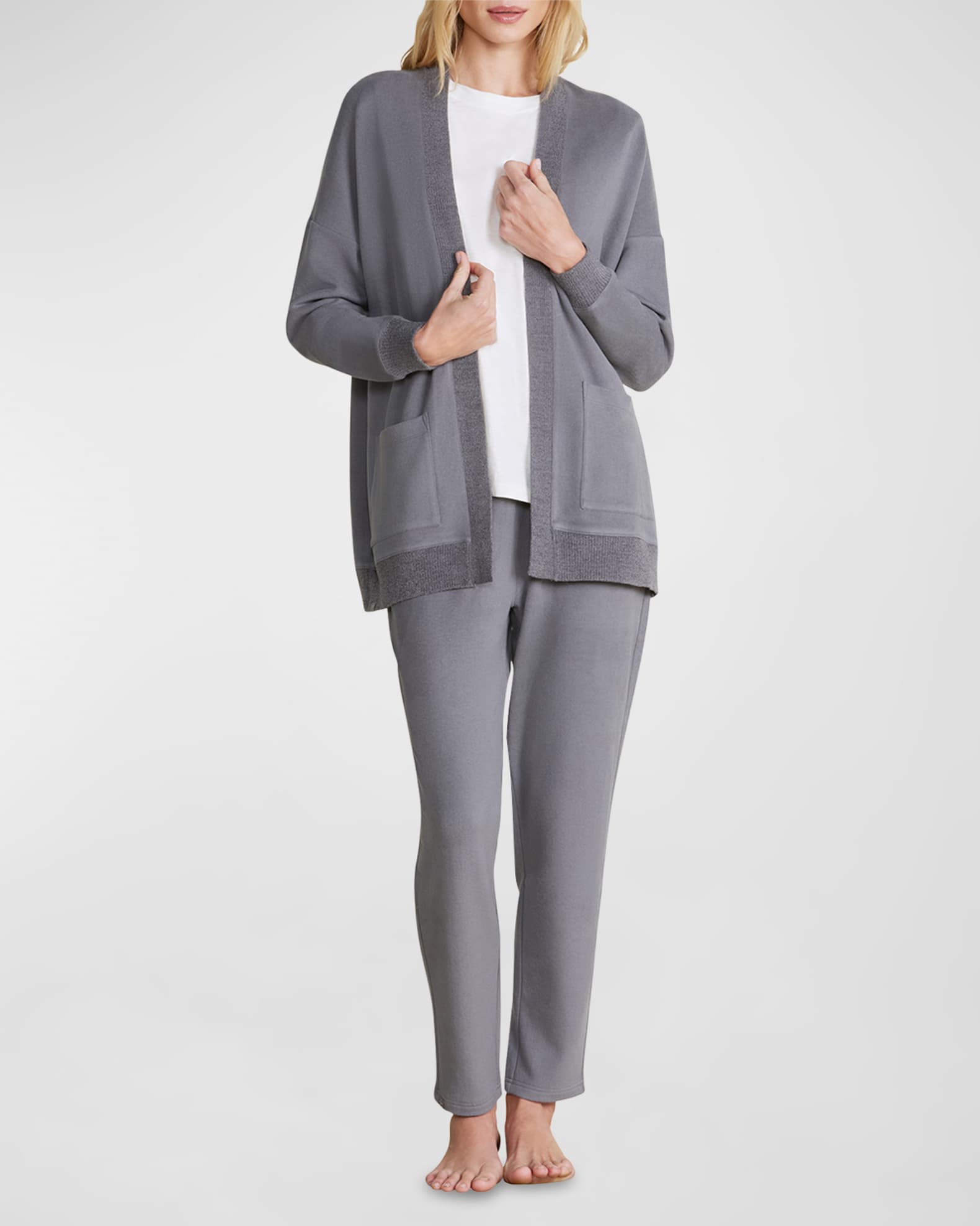 Barefoot Dreams Malibu Collection Brushed Fleece Cardigan | Neiman Marcus