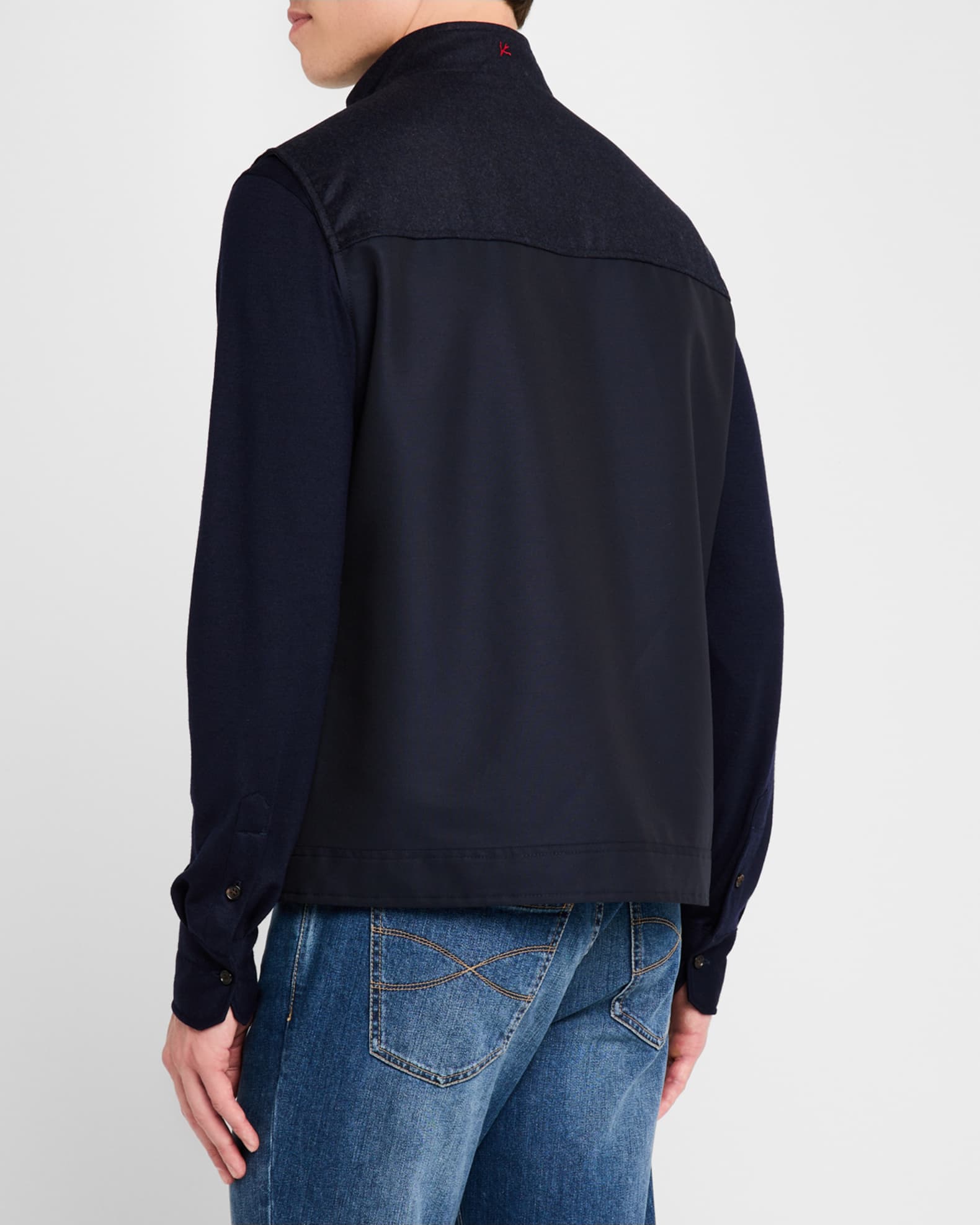 Isaia Men's Technical Wool Full-Zip Vest | Neiman Marcus