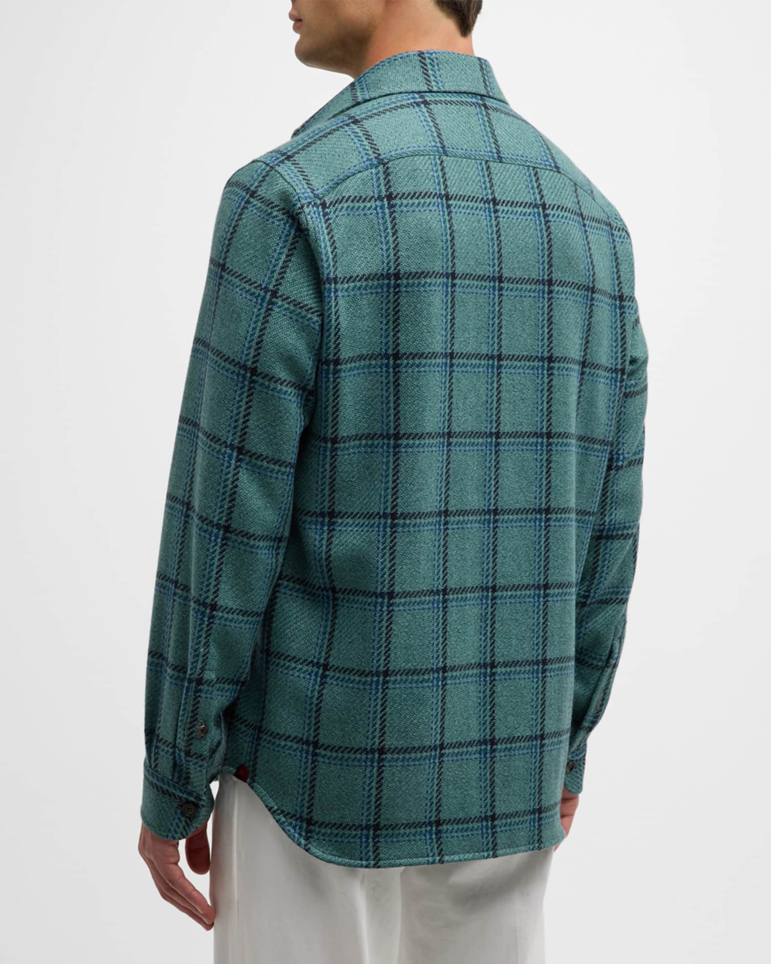 Isaia Men's Cashmere Plaid Overshirt | Neiman Marcus