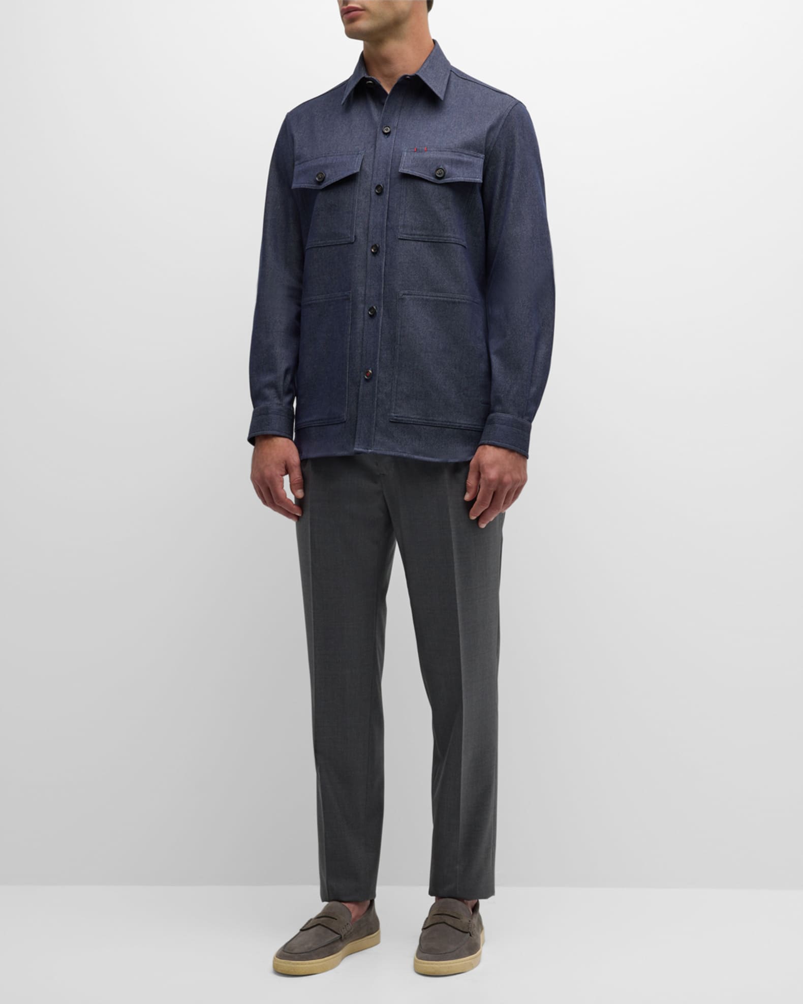 Isaia Men's Cotton and Cashmere Overshirt | Neiman Marcus