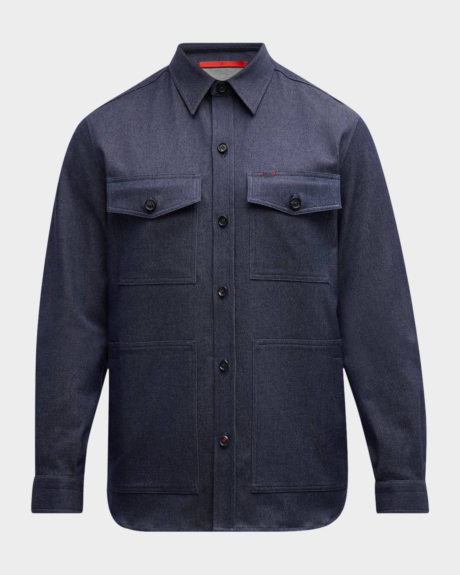 Isaia Men's Cotton and Cashmere Overshirt | Neiman Marcus