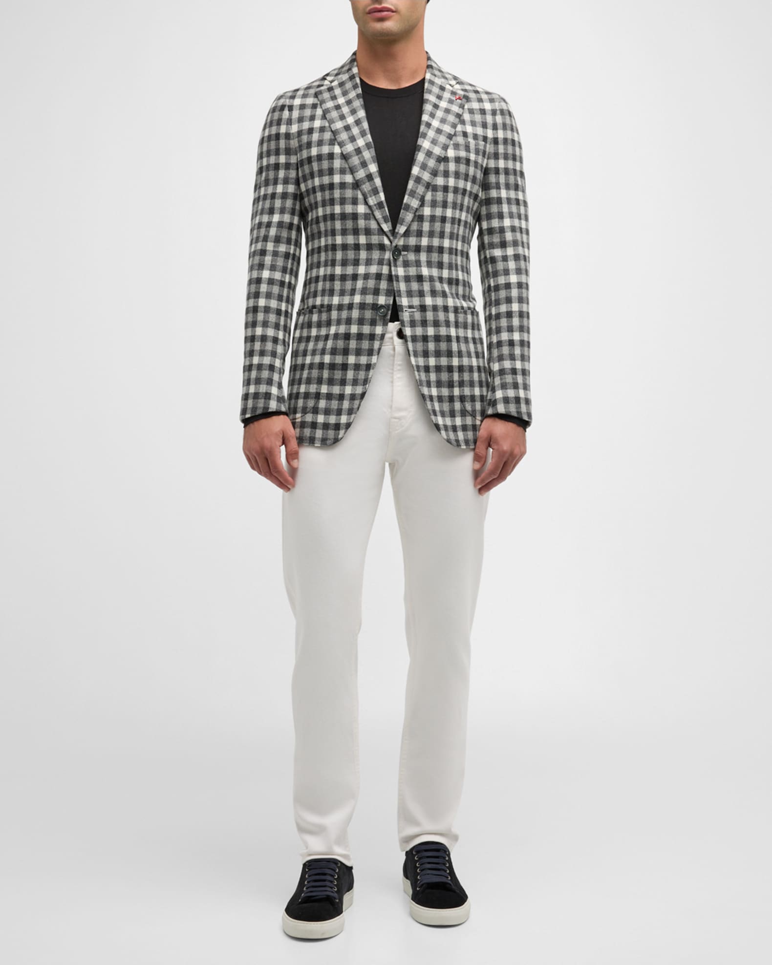 Isaia Men's Wool-Cashemere Check Sport Coat | Neiman Marcus