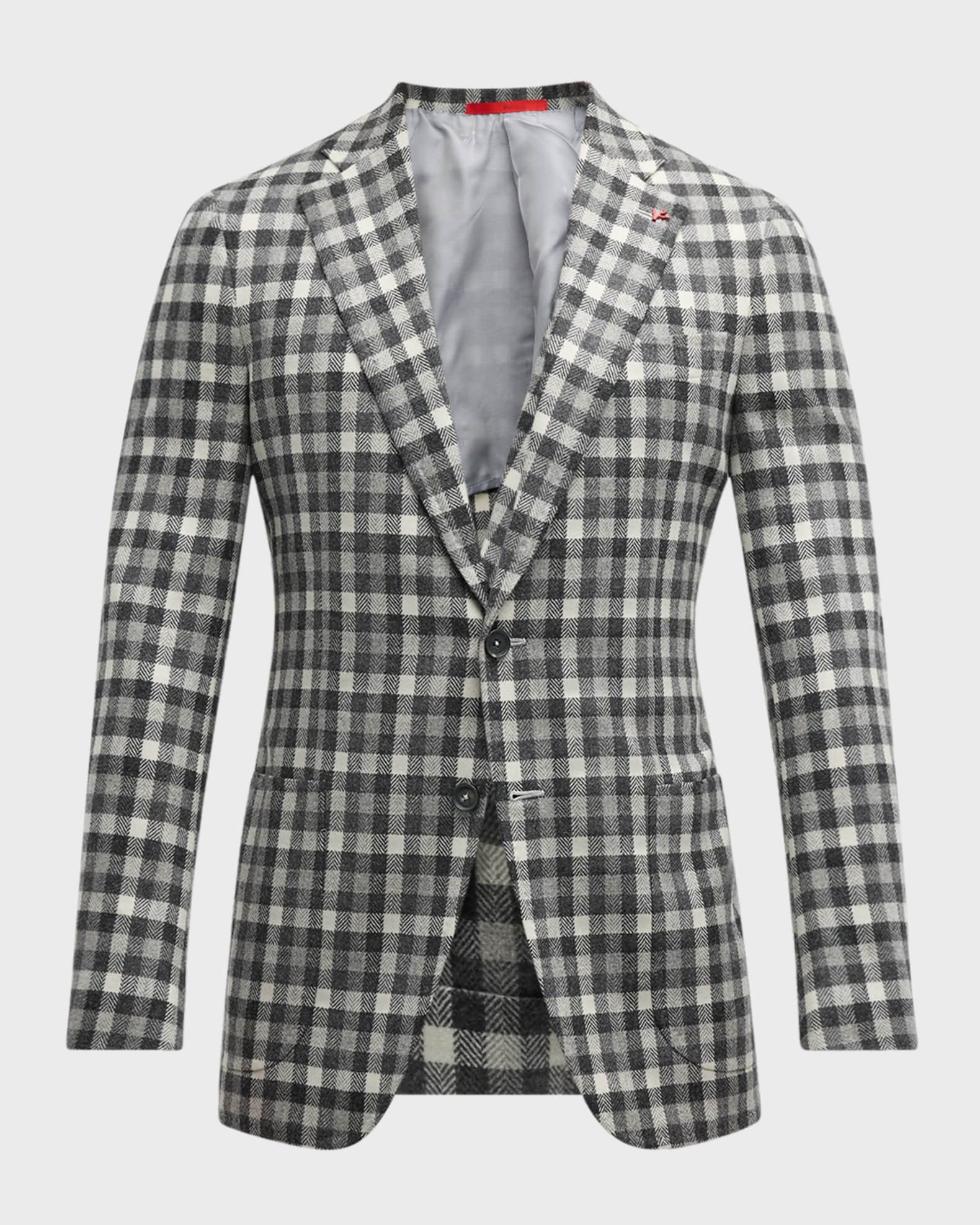 Isaia Men's Wool-Cashemere Check Sport Coat | Neiman Marcus