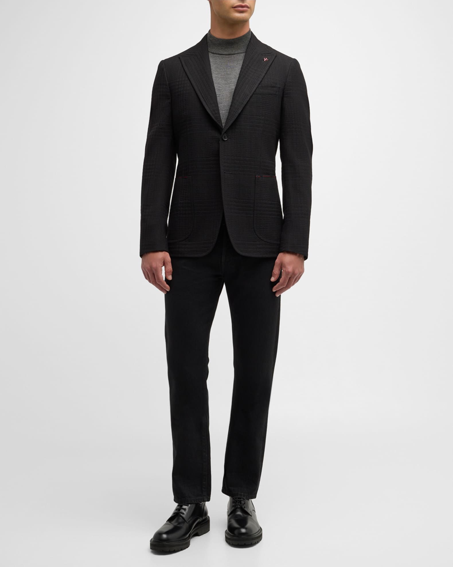 Isaia Men's Tonal Plaid Peak Sport Coat | Neiman Marcus