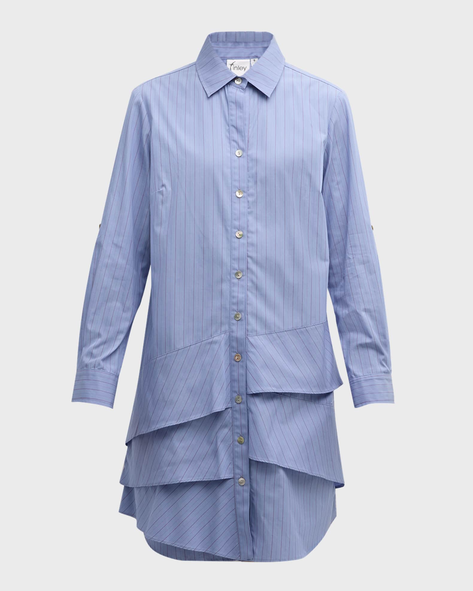 Finley Jenna Striped Ruffle Shirtdress | Neiman Marcus