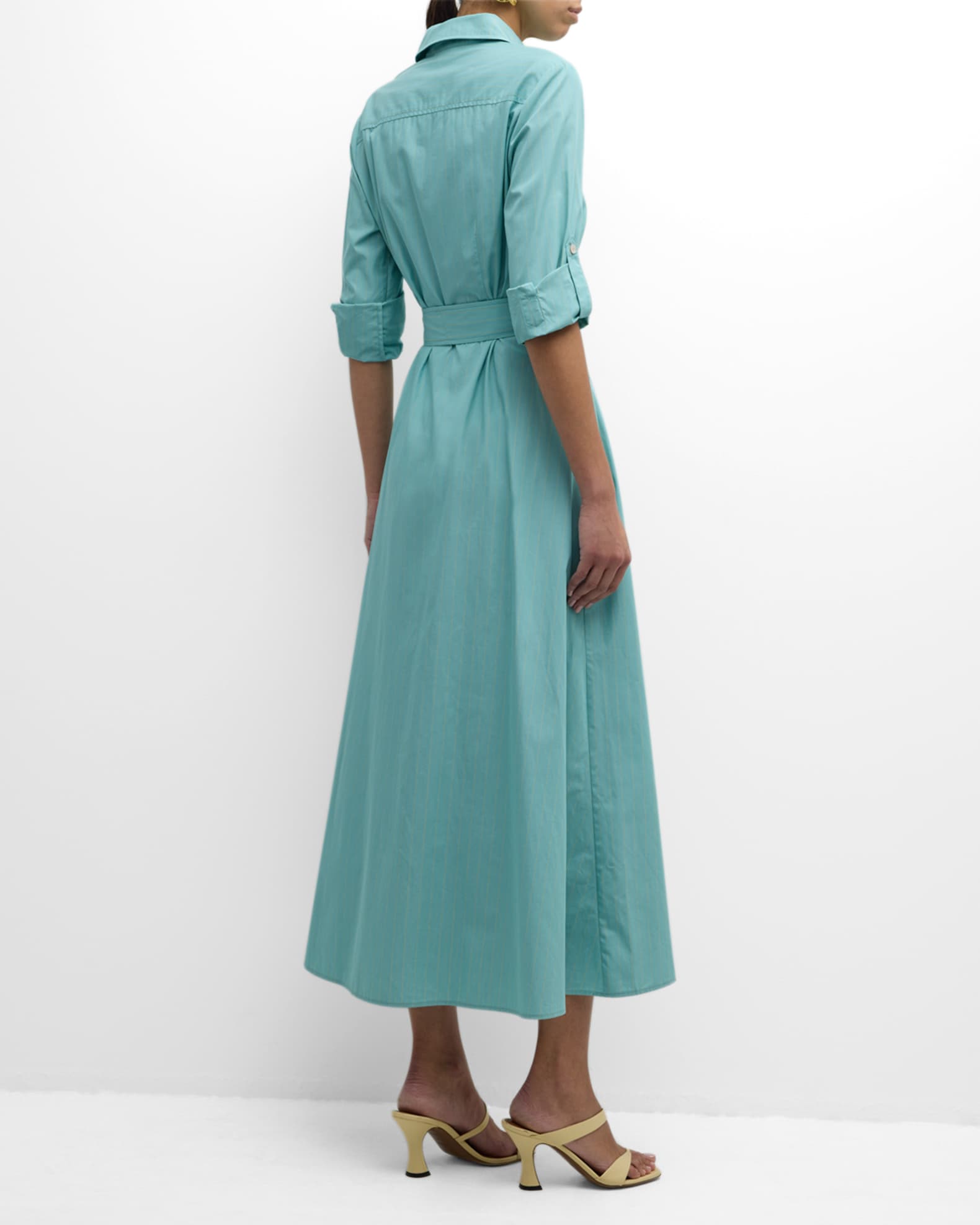 Finley Laine Striped Side-Slit Midi Shirtdress | Neiman Marcus