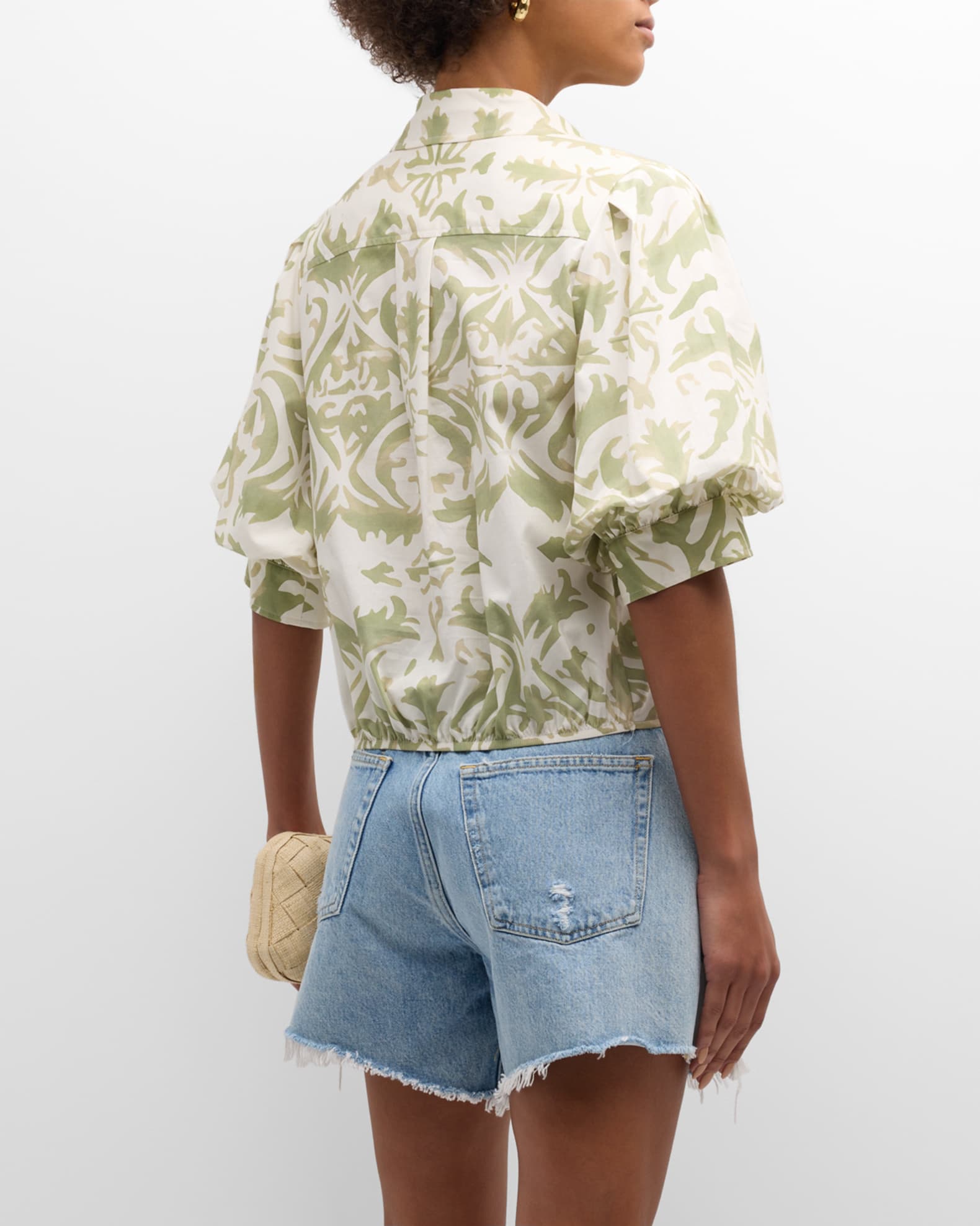 Finley Bomba Blouson-Sleeve Cotton Shirt | Neiman Marcus