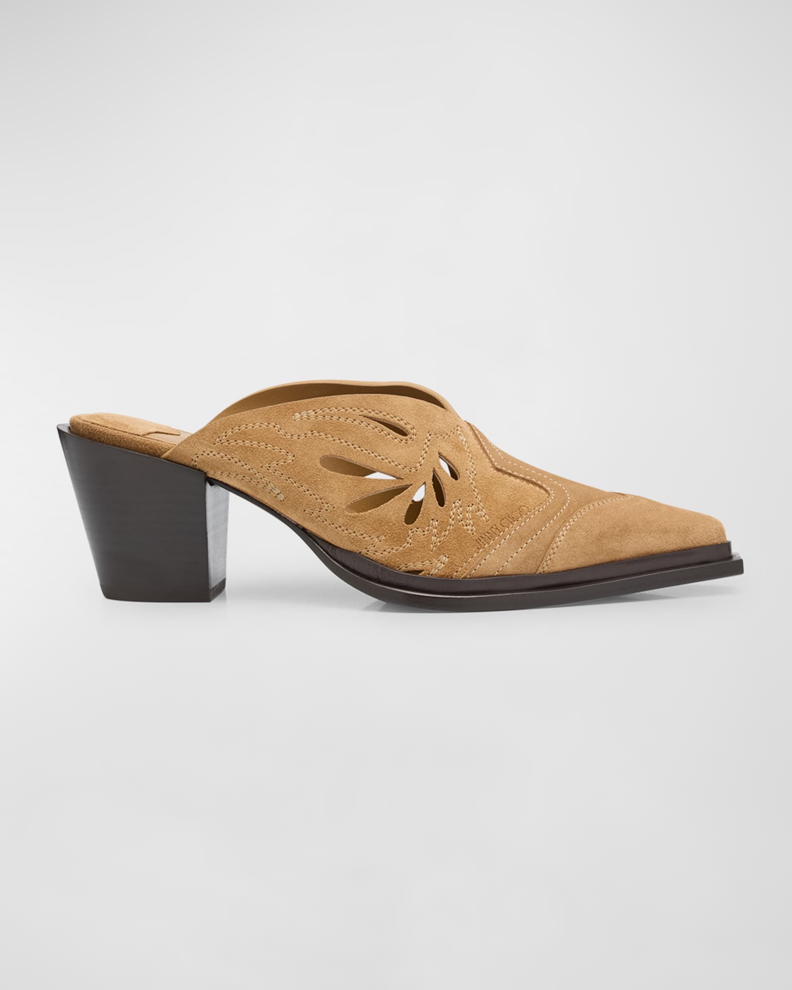 Jimmy Choo Cece Perforated Suede Western Mules | Neiman Marcus
