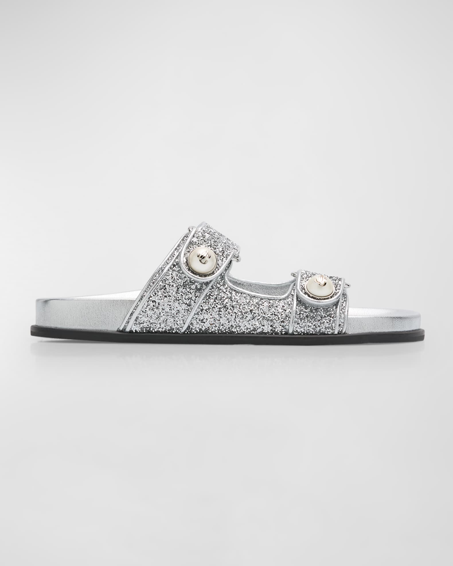 Jimmy Choo Fayence Dual-Grip Glitter Slide Sandals | Neiman Marcus