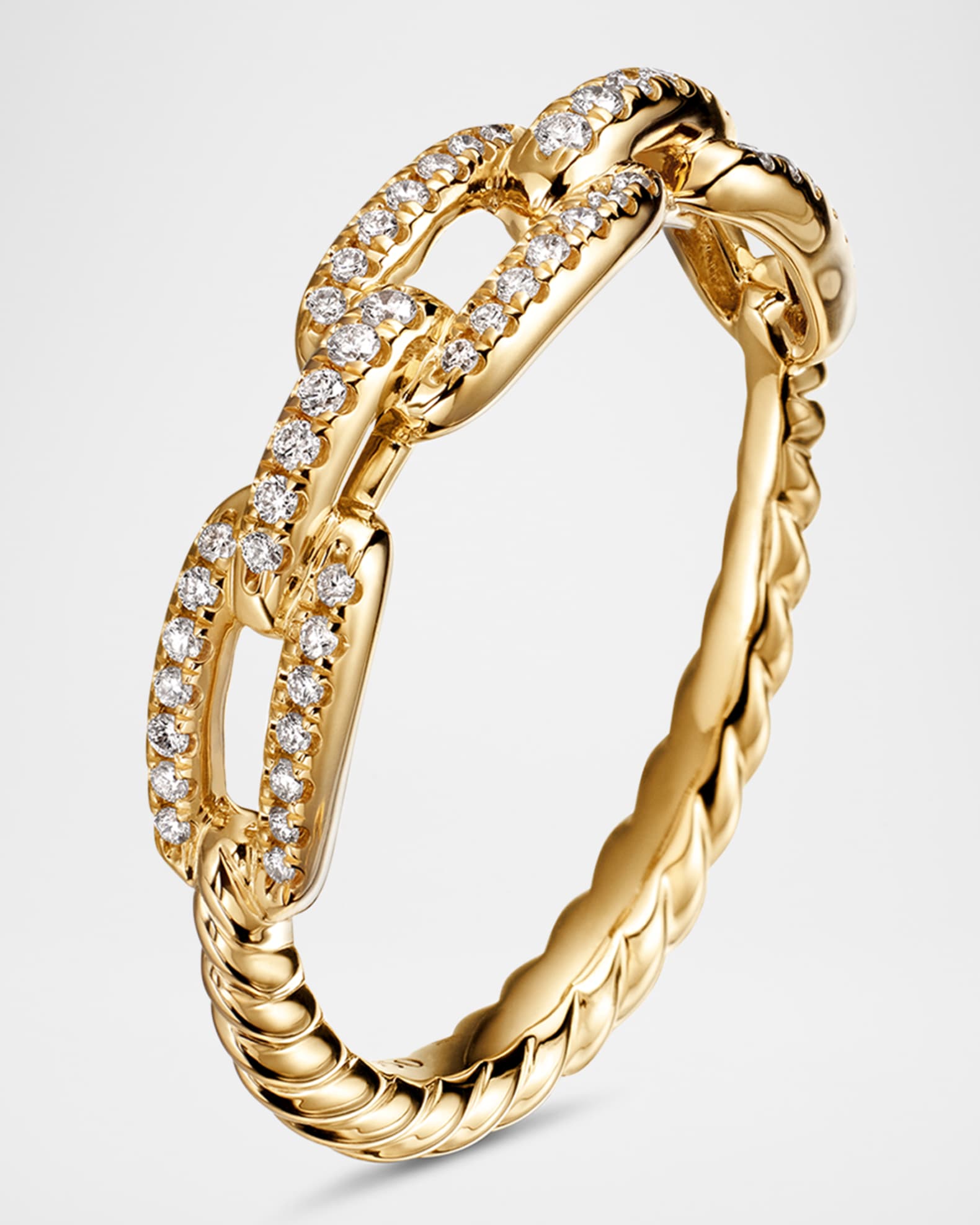Stax Single-Row Pave Chain Link Ring with Diamonds in 18K Gold | Neiman ...