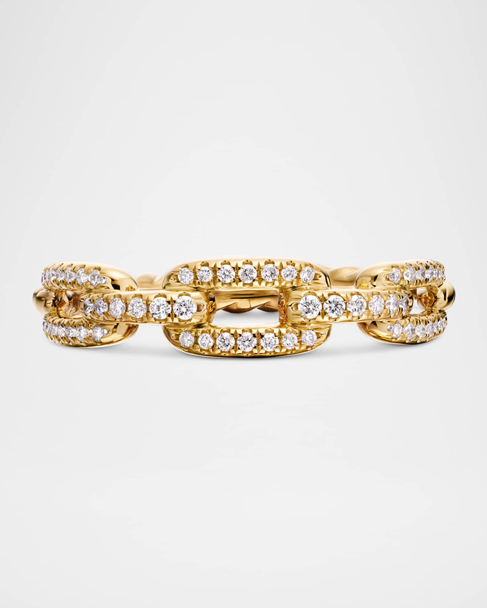 Stax Single-Row Pave Chain Link Ring with Diamonds in 18K Gold | Neiman ...