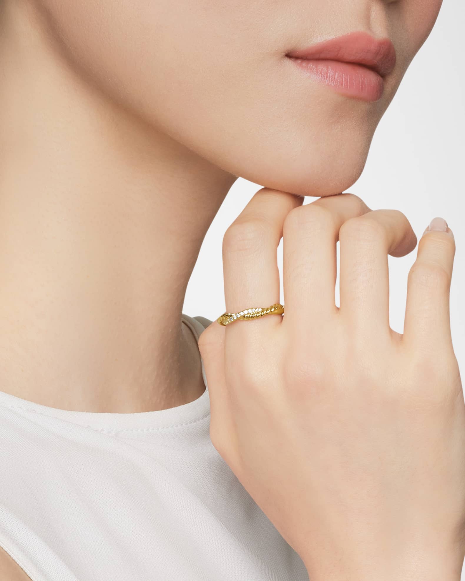 David Yurman Petite Infinity Band Ring in 18K Yellow Gold with Diamonds ...