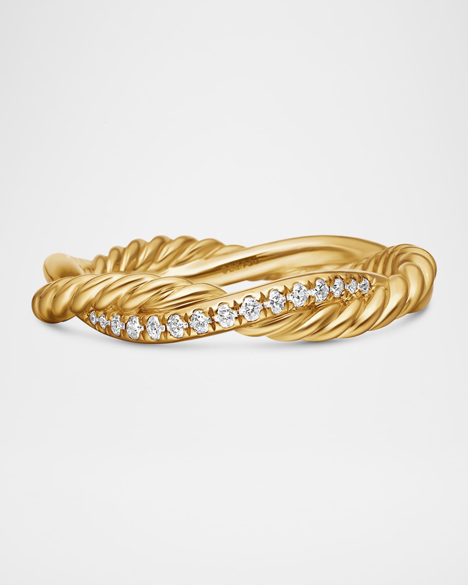 David Yurman Petite Infinity Band Ring in 18K Yellow Gold with Diamonds ...
