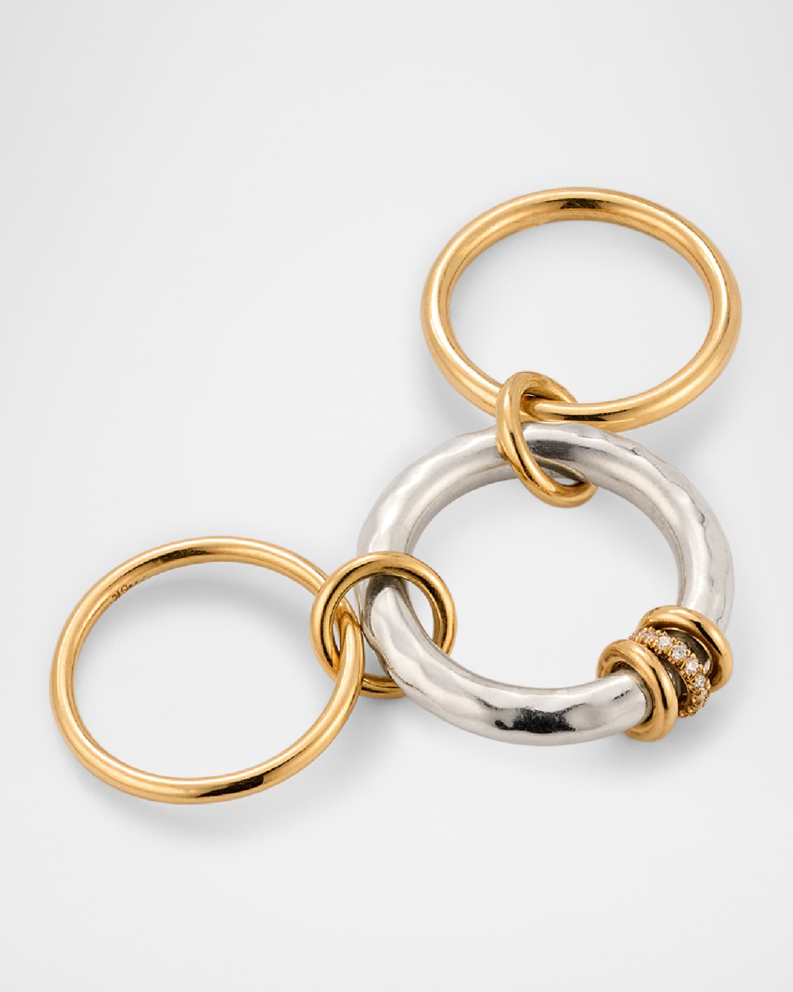 Spinelli Kilcollin 18K Yellow Gold and Silver Hammered Ring with White ...