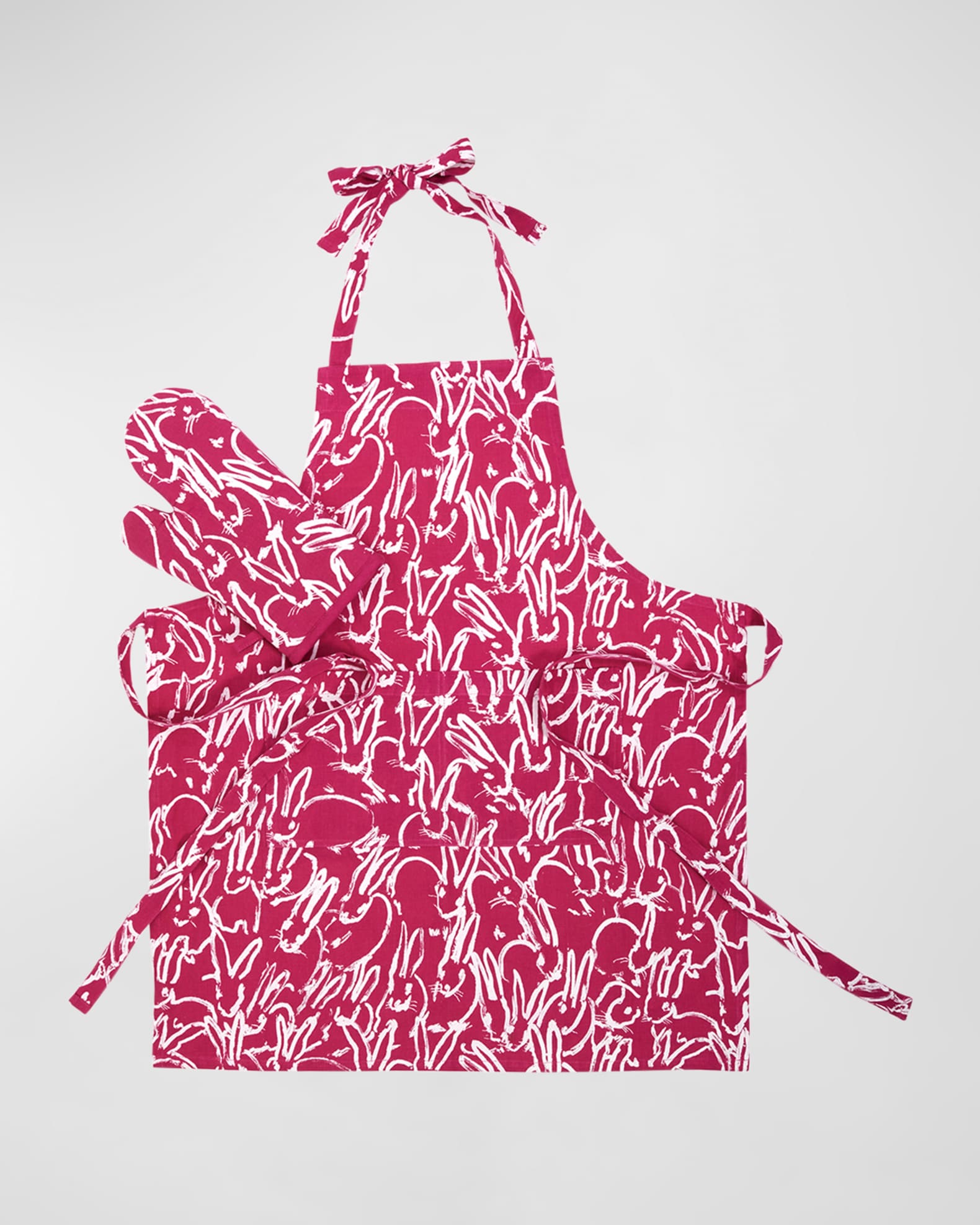 Hunt Slonem Fluffle Bunny Khadi Print Apron & Oven Mitt Collection ...