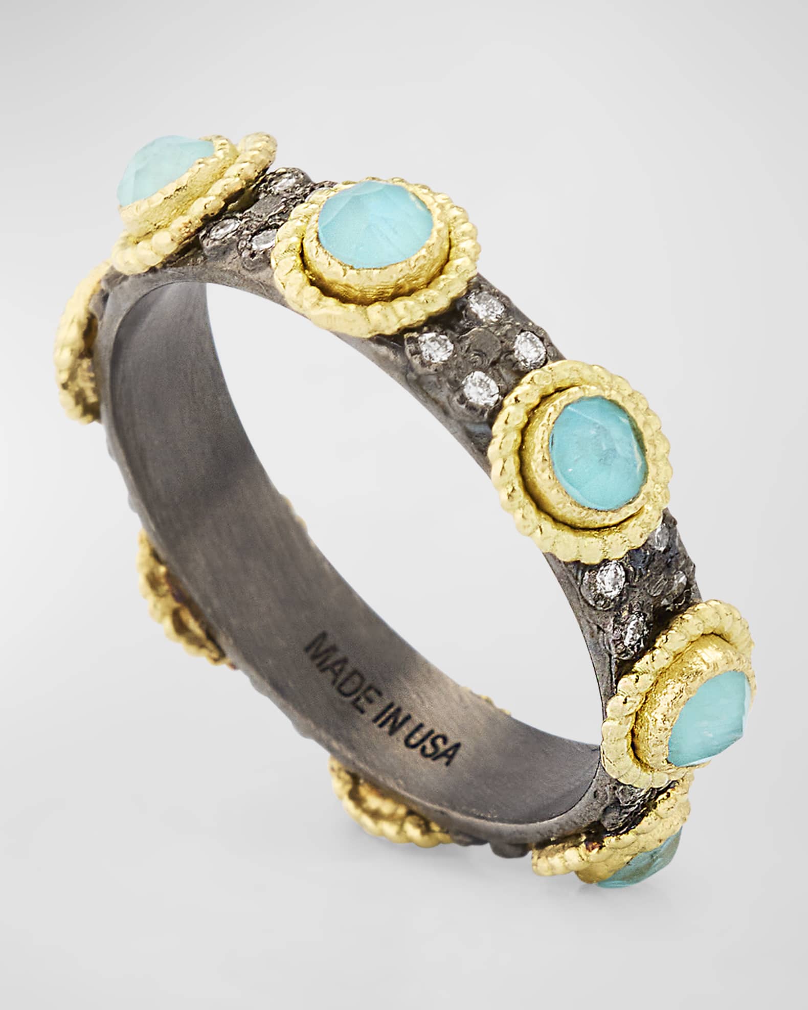 Armenta Turquoise Doublet Stack Band Ring | Neiman Marcus