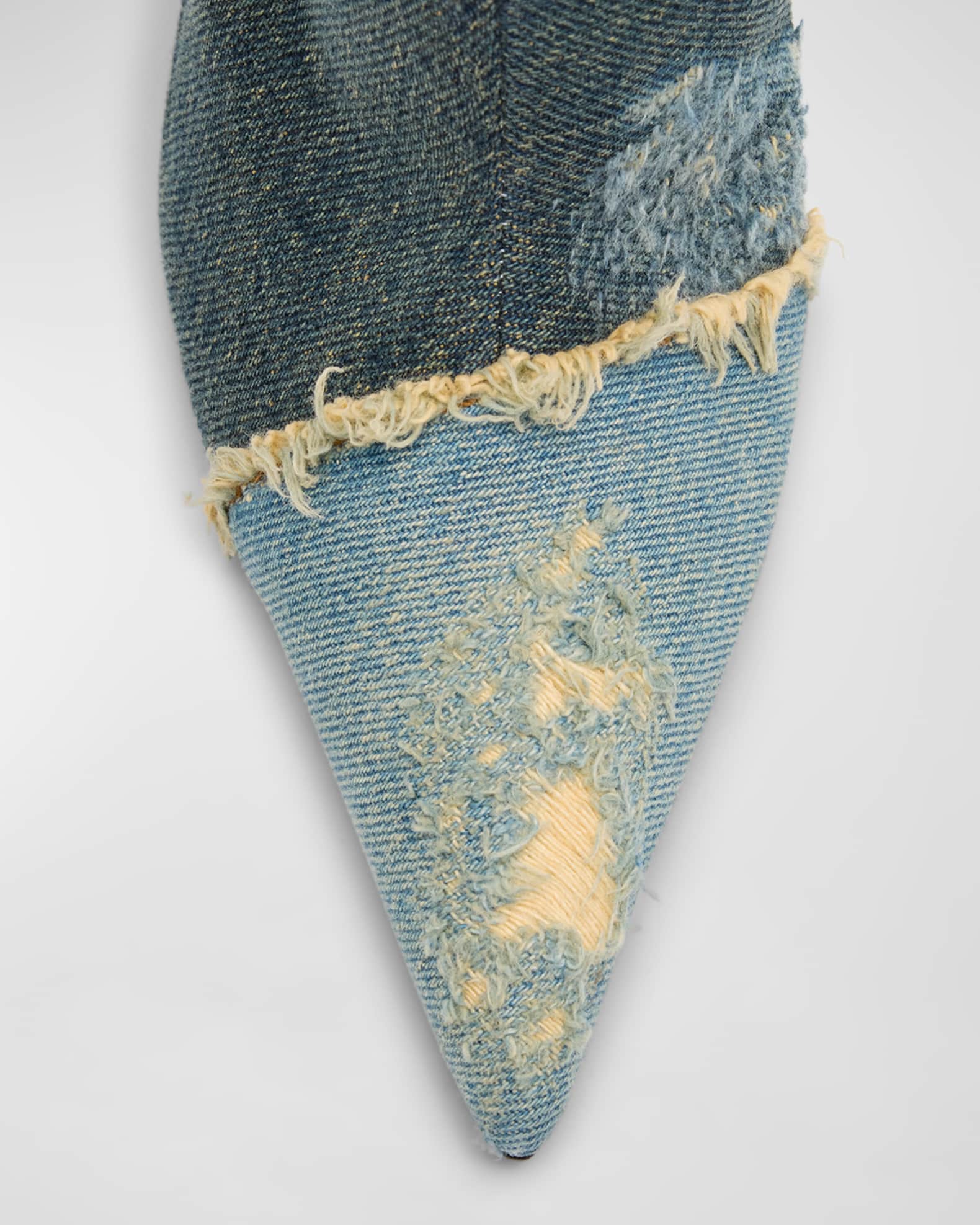 Dolce&Gabbana Distressed Denim Charms Ankle Booties | Neiman Marcus