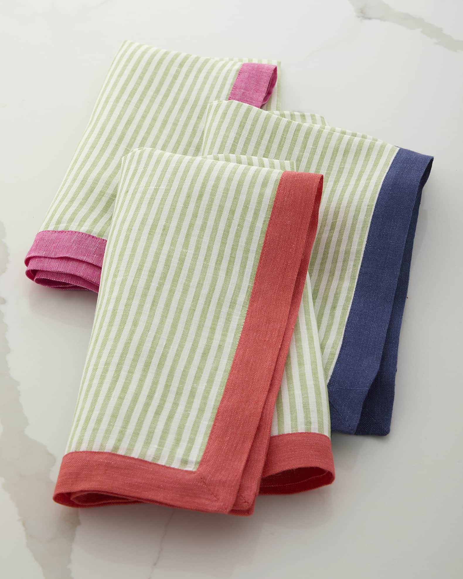 Deborah Rhodes Seersucker Border Napkins, Set of 4 | Neiman Marcus