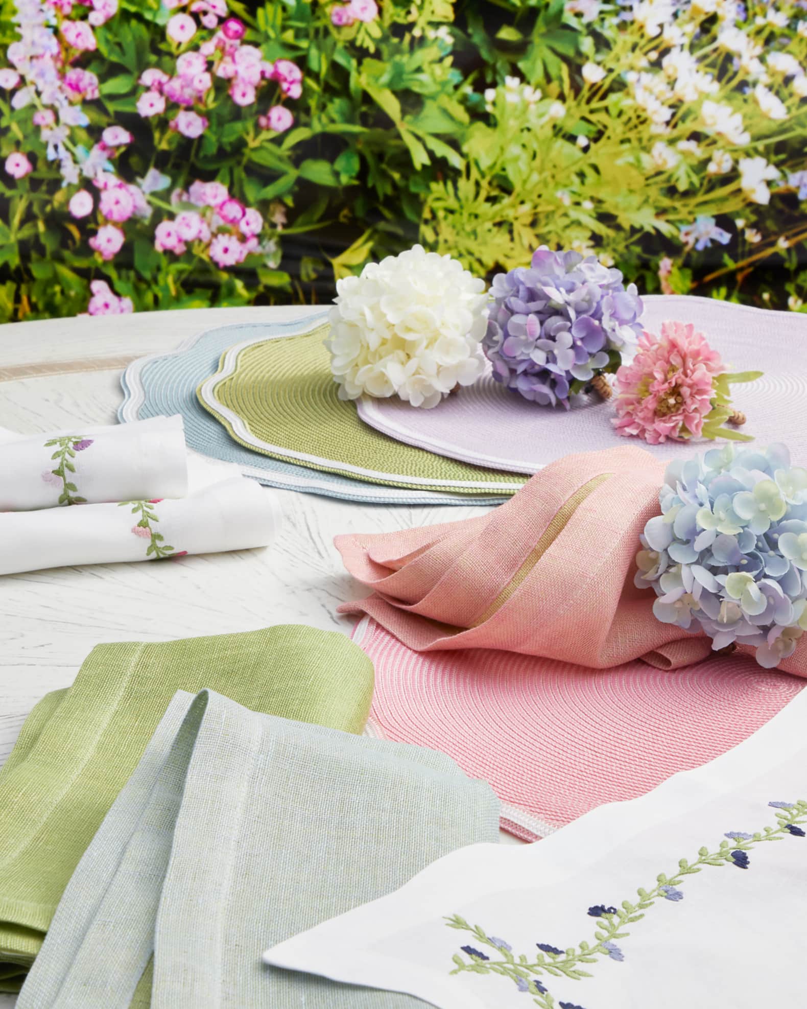 Deborah Rhodes Piped Round Scallop Placemats, Set of 4 | Neiman Marcus