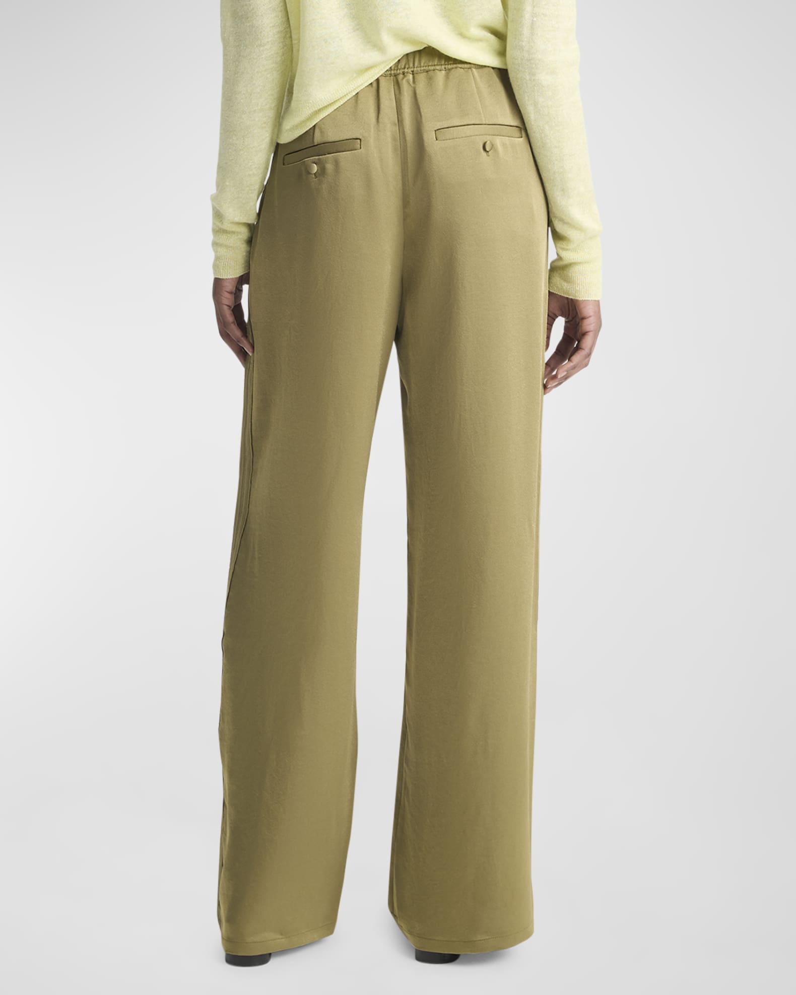 Vince Mid-Rise Side Strap Wide-Leg Pants | Neiman Marcus
