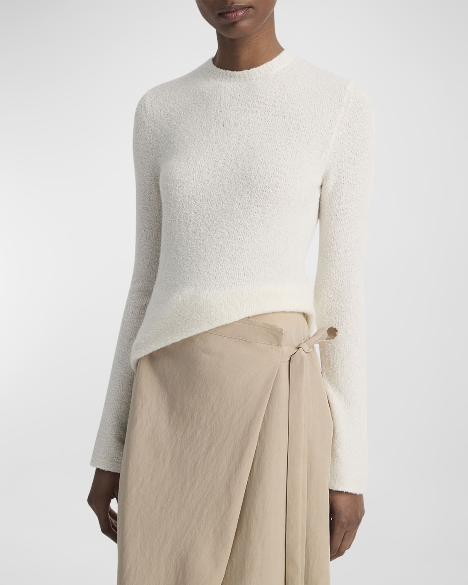 Vince Bouclé Silk-Blend Crewneck Sweater | Neiman Marcus