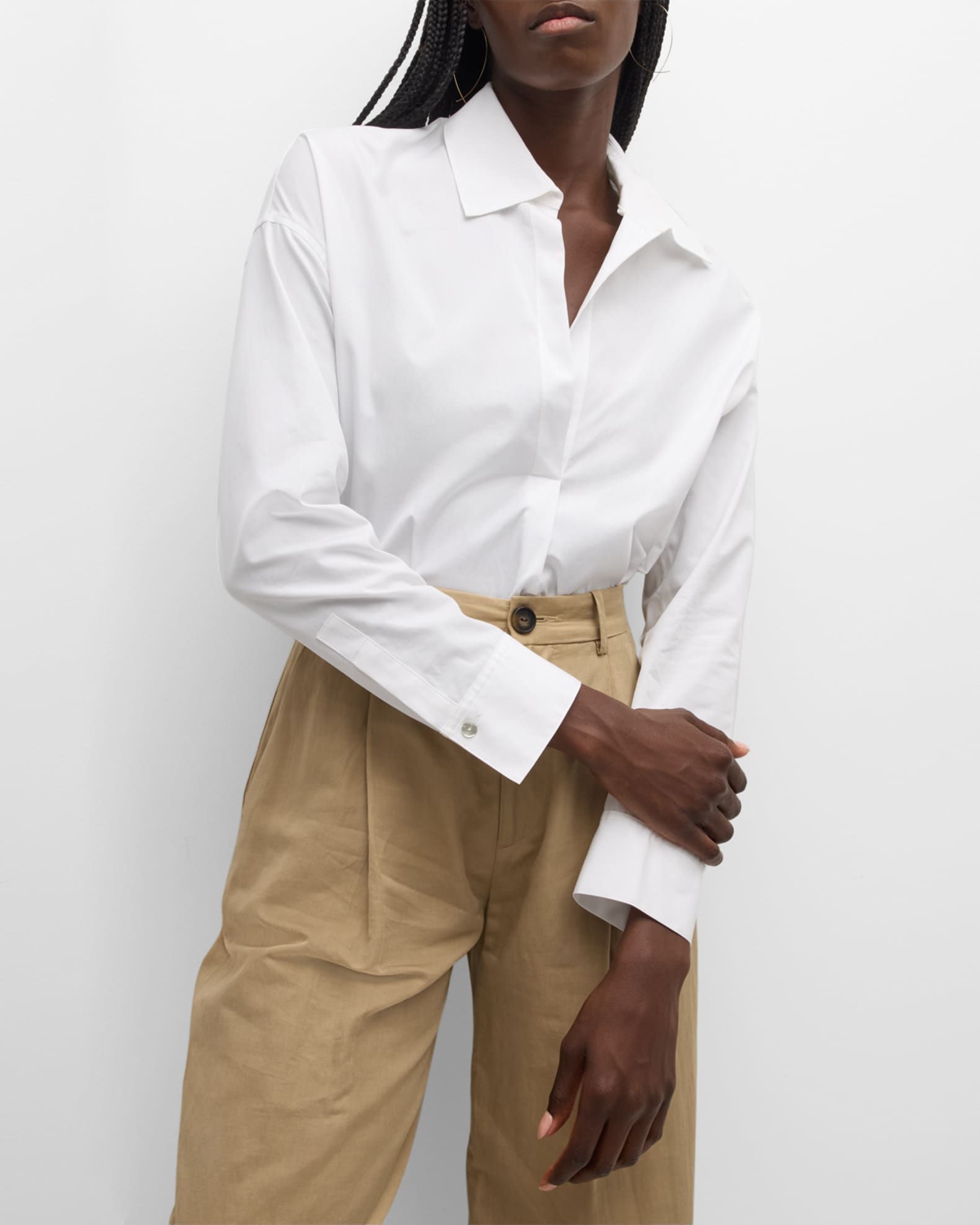 Vince Half-Placket Long-Sleeve Cotton Shirt | Neiman Marcus