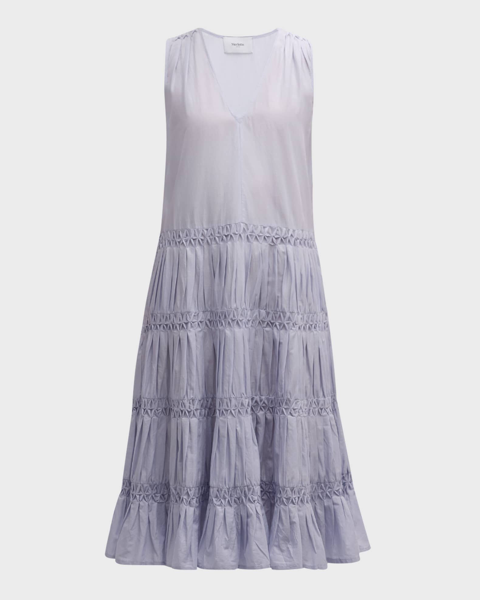 Merlette Wallis Sleeveless Smocked Midi Dress | Neiman Marcus